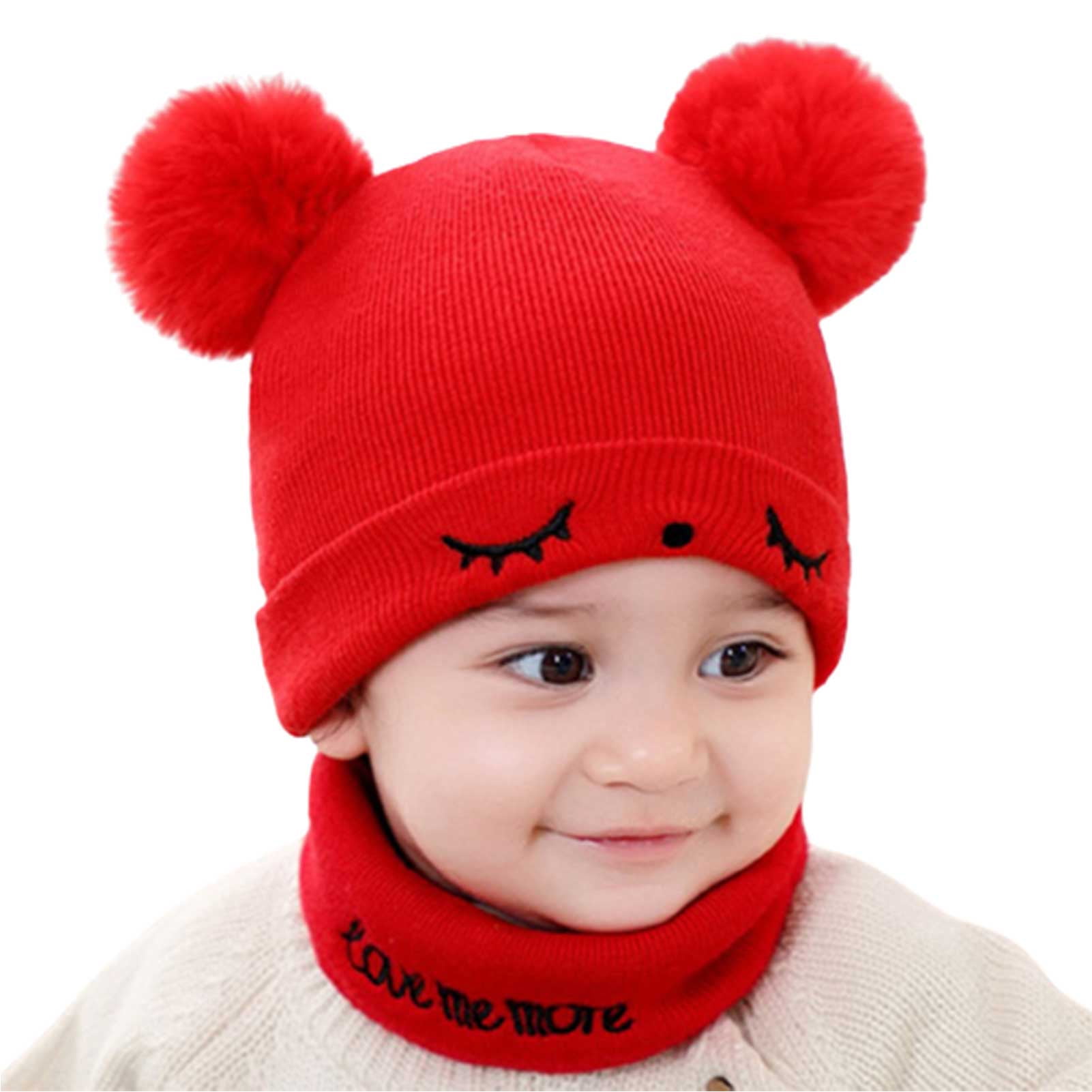 Kids Winter Knit Beanie Hat & Circle Scarf Set - Warm Neck Warmer and ...