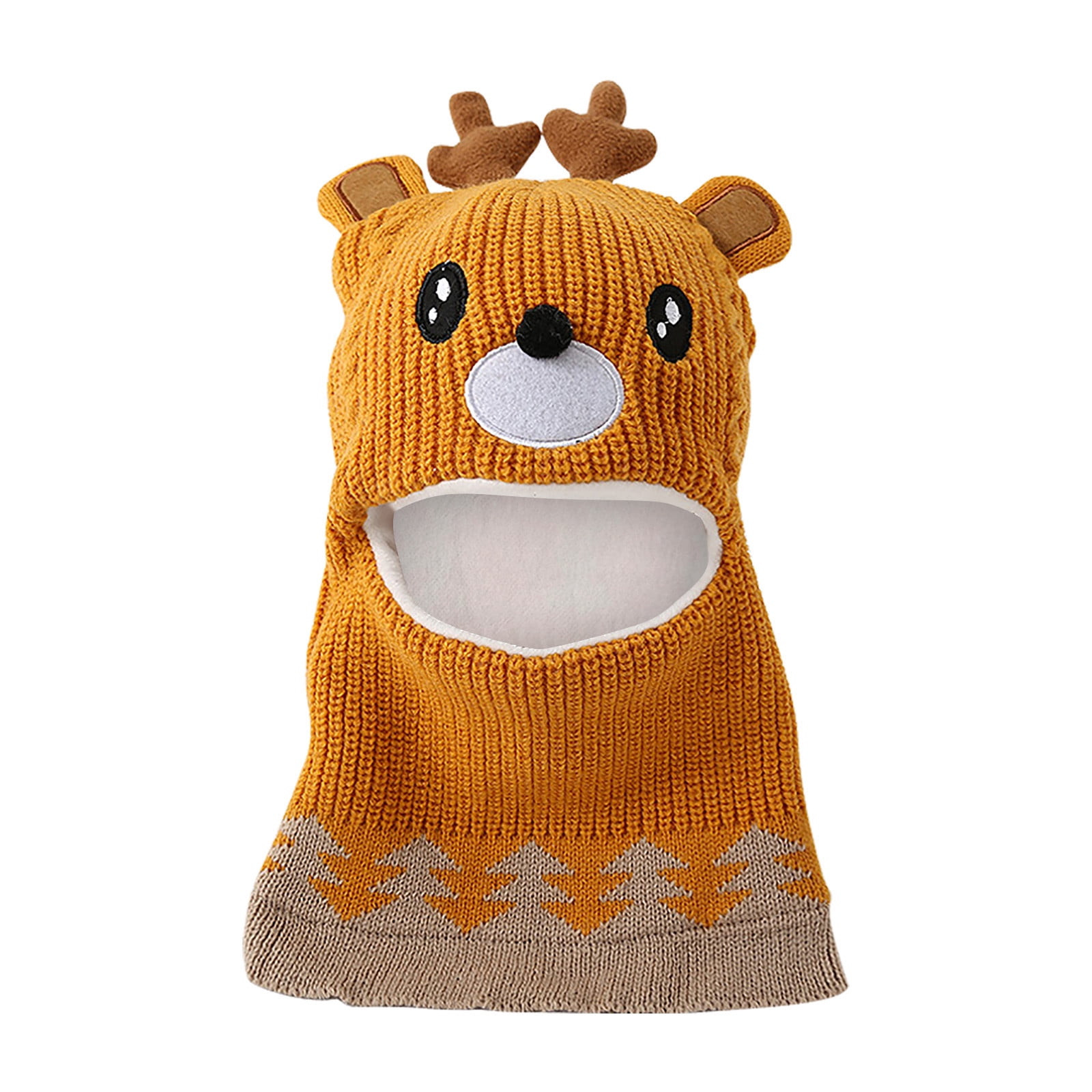 Kids Winter Plush Christmas Hat Warm Knit Thick Ski Cute Protector Head ...