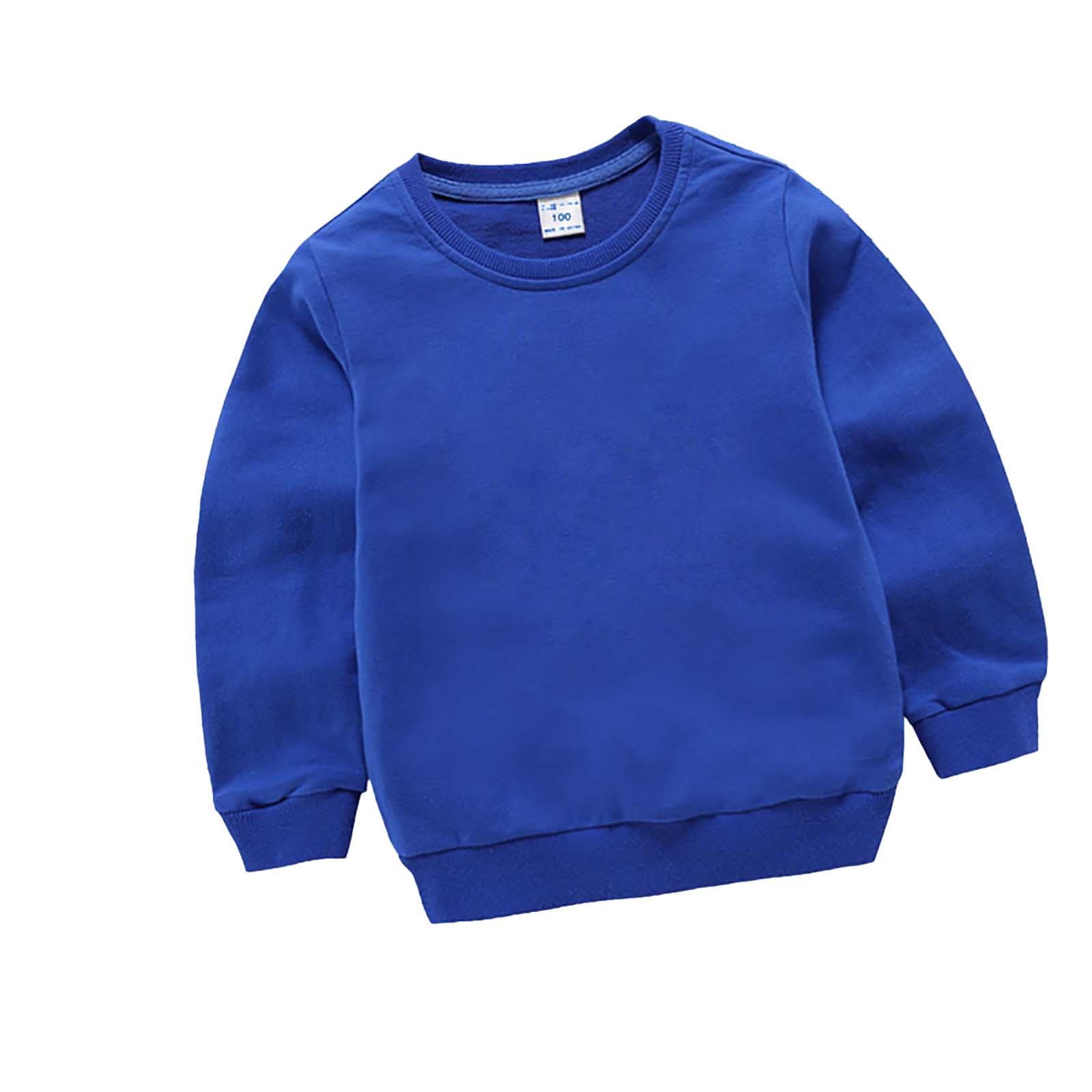 Kids Winter Sweatshirts Boys Girls Round Neck Pullover Solid Color ...