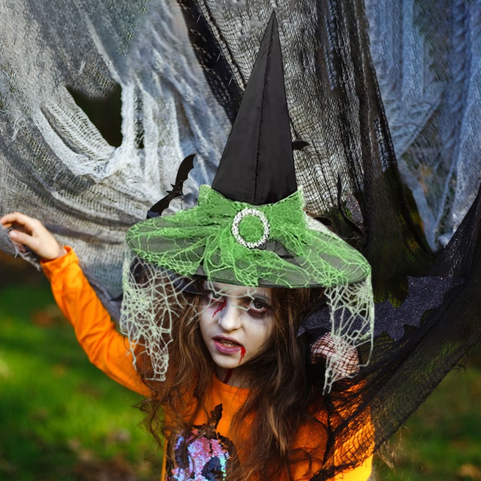 Kids Witch Hat for Women Lace Girls, DELESYS Halloween Witches Hat for ...
