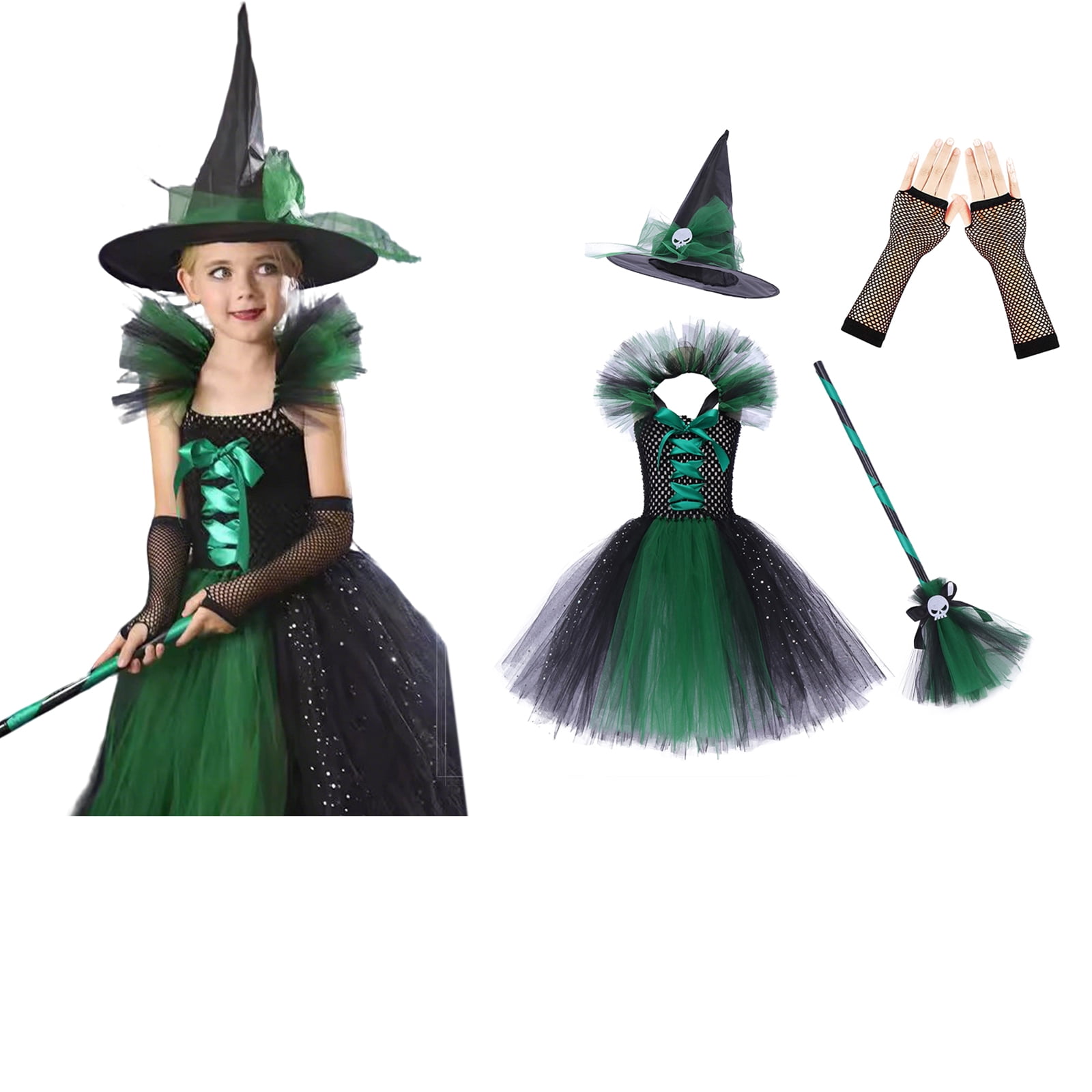 Kids Witch Outfit for Girls Tutu Dress Fairy Tale Wicked Witch Outfit ...