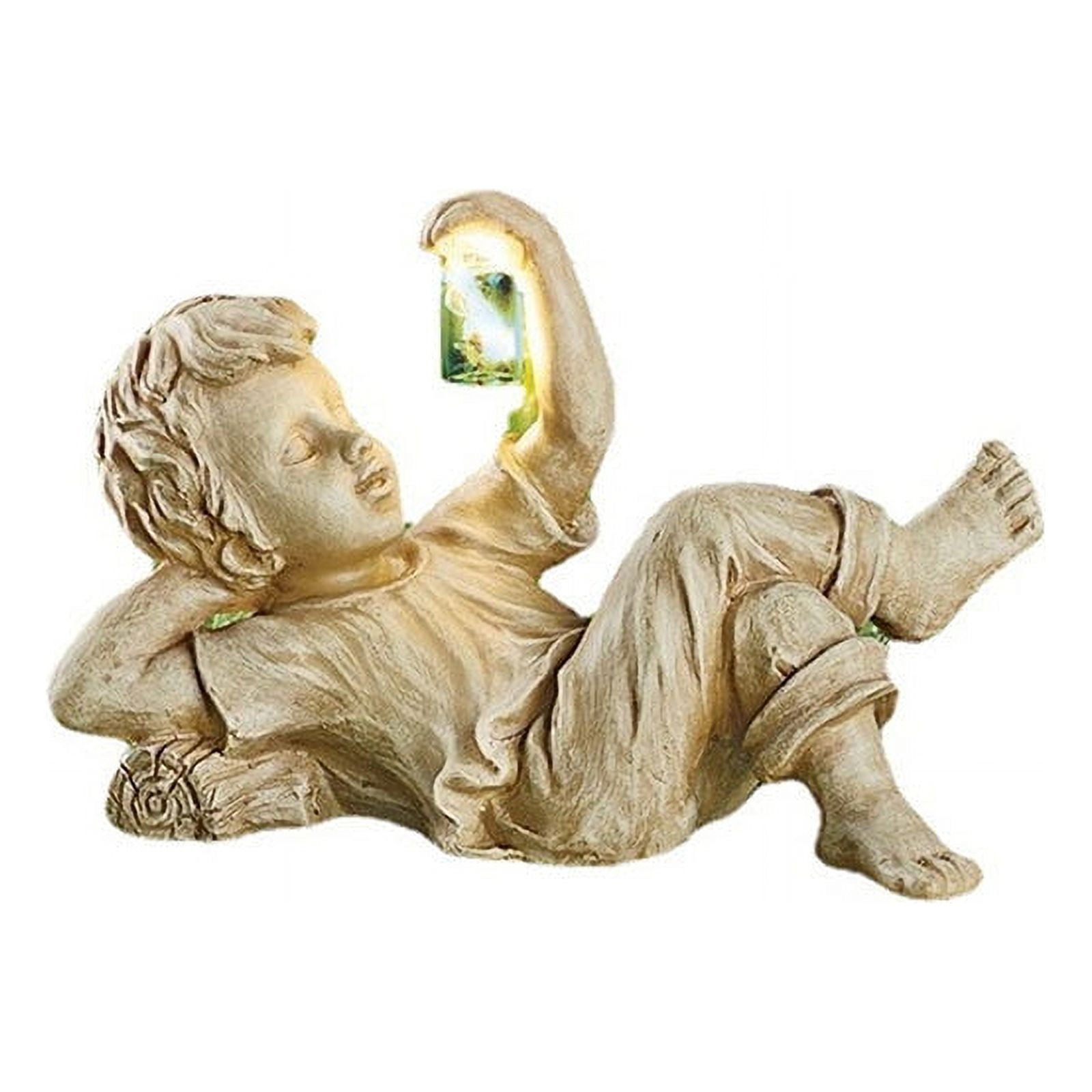 Kids with Solar Fireflies Garden Statues Gardens Children Solar Lighted ...
