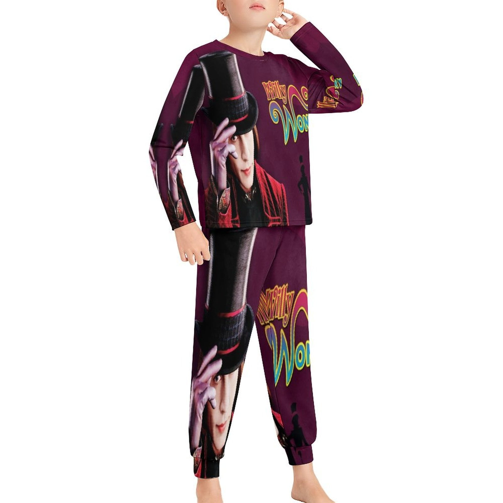 Kids Wonka Pajama Long Sleeve Sleepwear Pant Set Cute Nightclothes ...