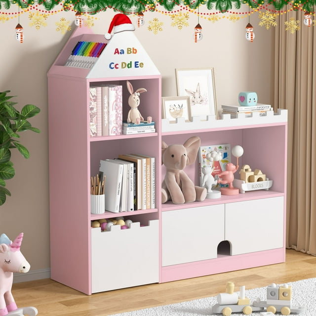 Kid's Cubby Toy Storage Cabinet, Wood Toy Organizer of 3-Tier, Children ...