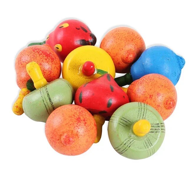 Kids Wood Fruits Gyro Toys Decompression Relief Stress Tabletop Desktop ...
