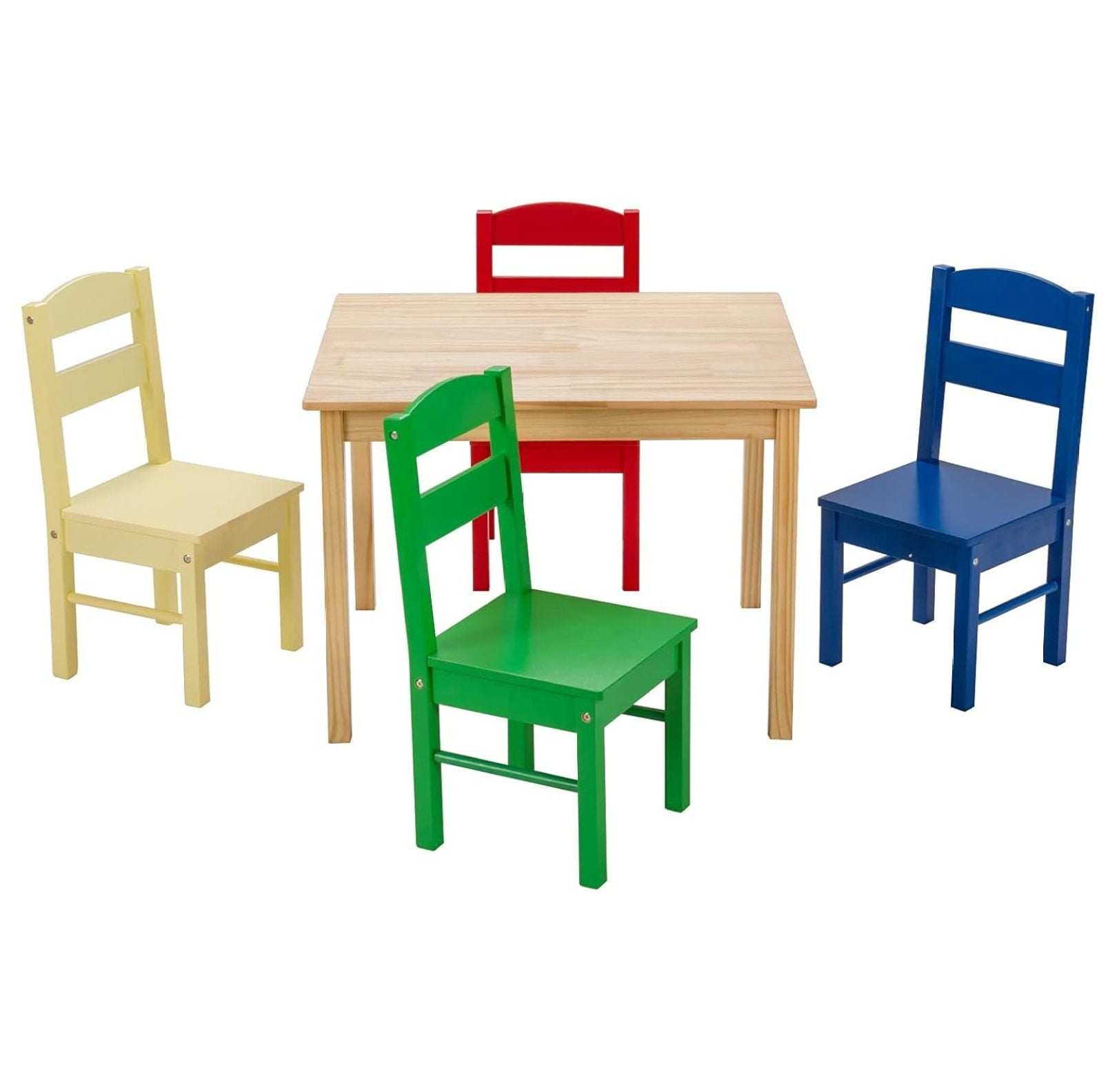 Kids Wood Table and 4 Chair Set, Children Multi Activity Table for ...