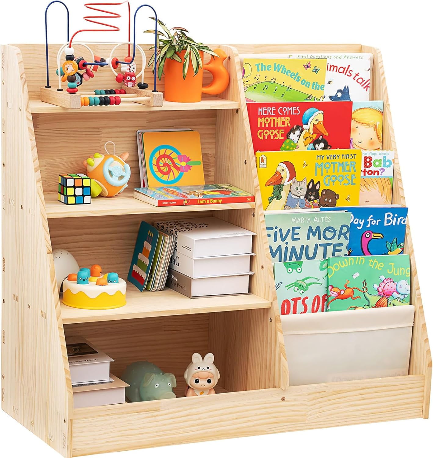 Kids Wooden Bookshelf with Storage,Kids Bookshelf and Toy Storage ...