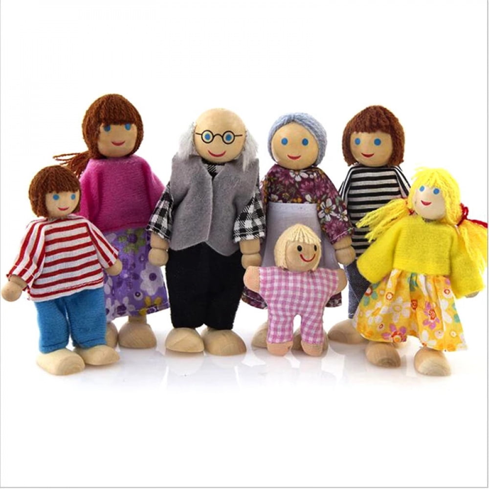 Kids Wooden Furniture Miniature Play Toy Mini Dolls Set Figures Family ...