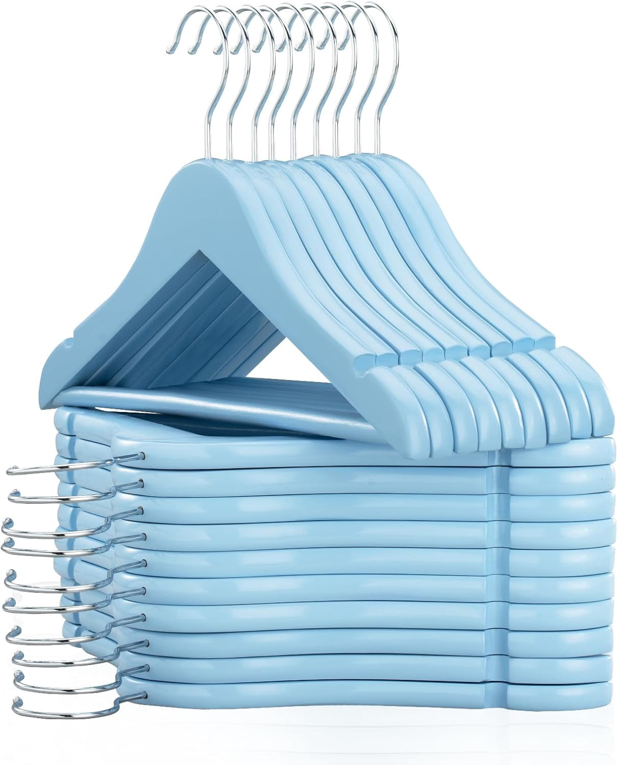 Kids Wooden Hangers 20Pack Blue, 12.8 Inch Baby Wooden Hangers for ...