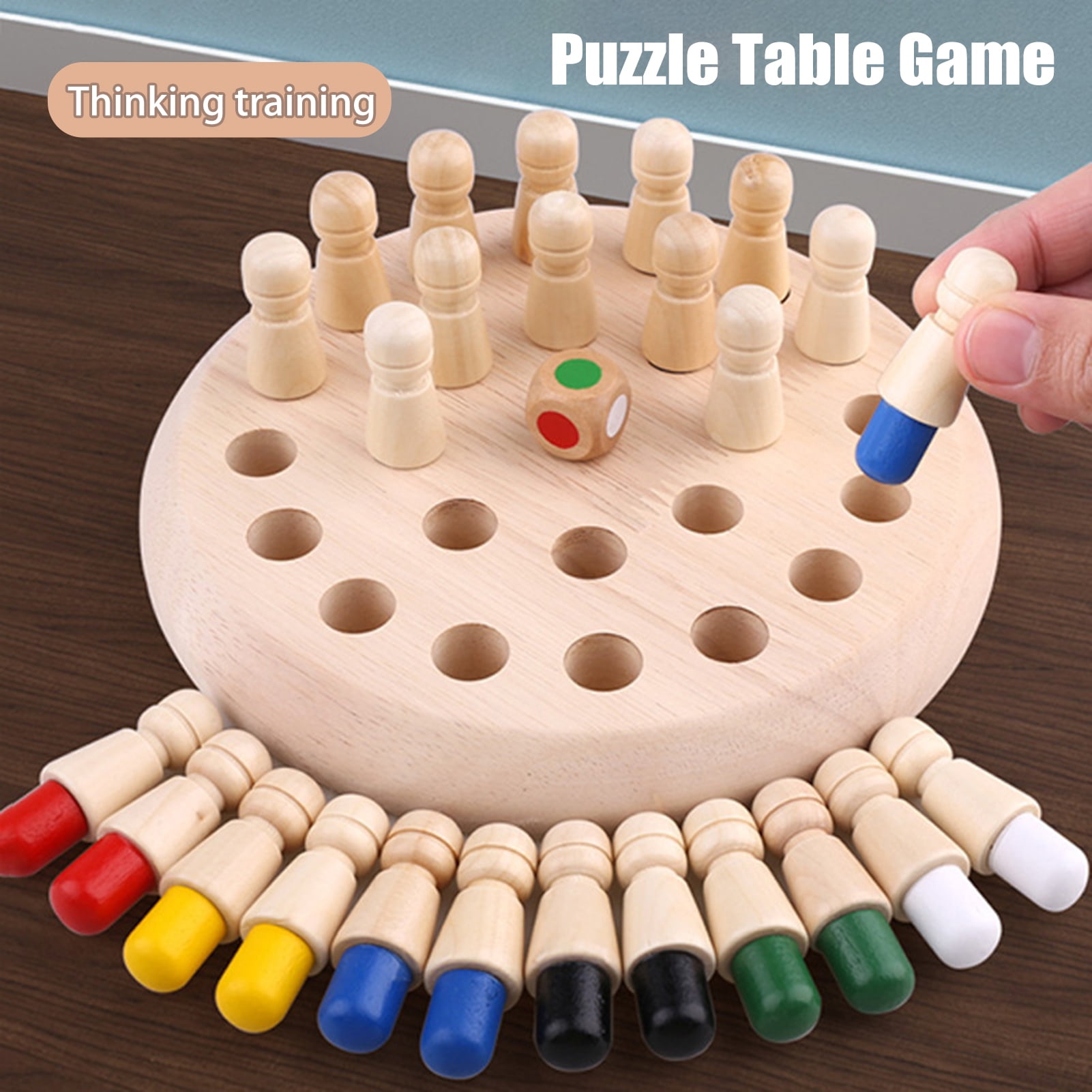 Kids Wooden Memory Chess Game Color Cognition Focus Training Memory ...