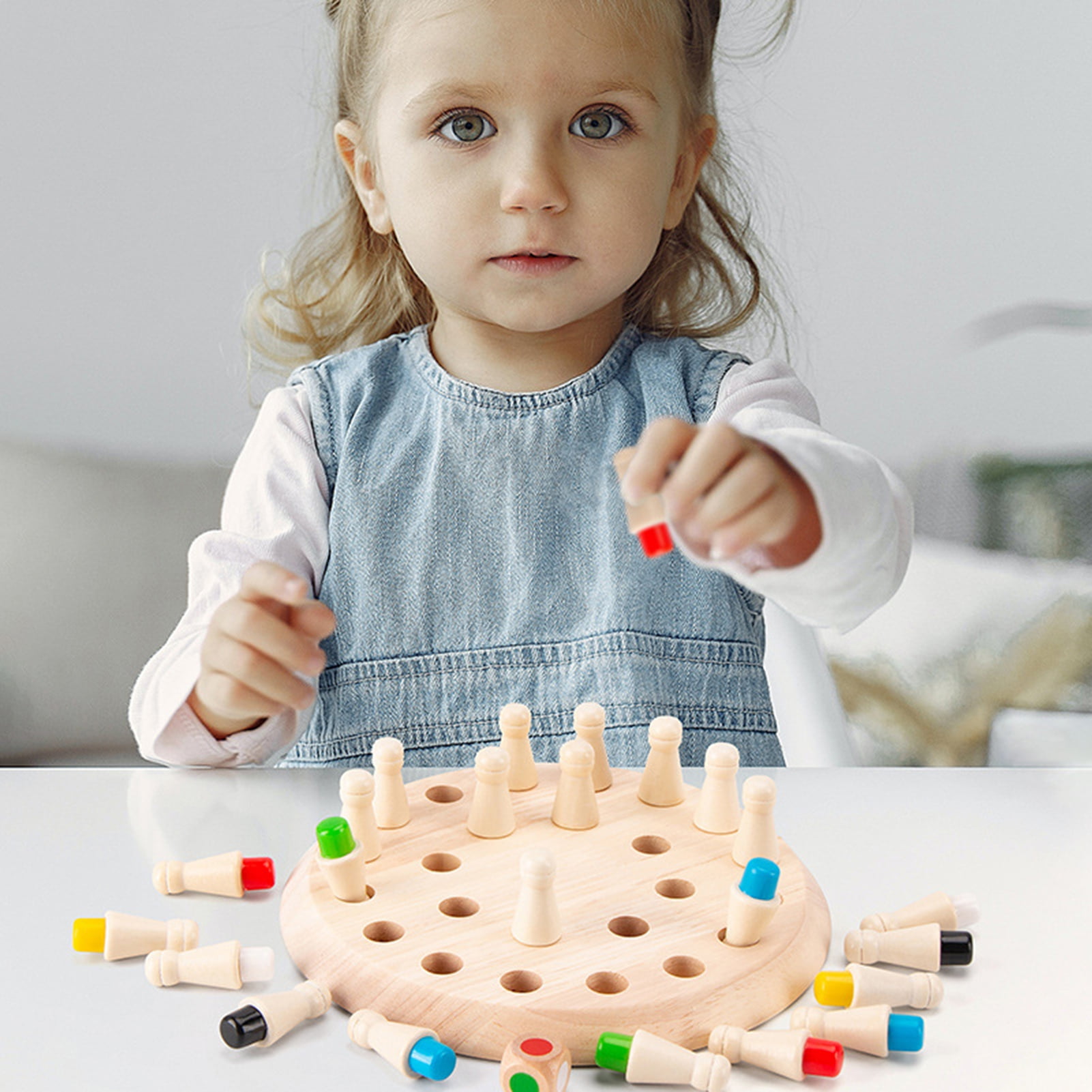 Kids Wooden Memory Chess Game Color Cognition Focus Training Memory ...