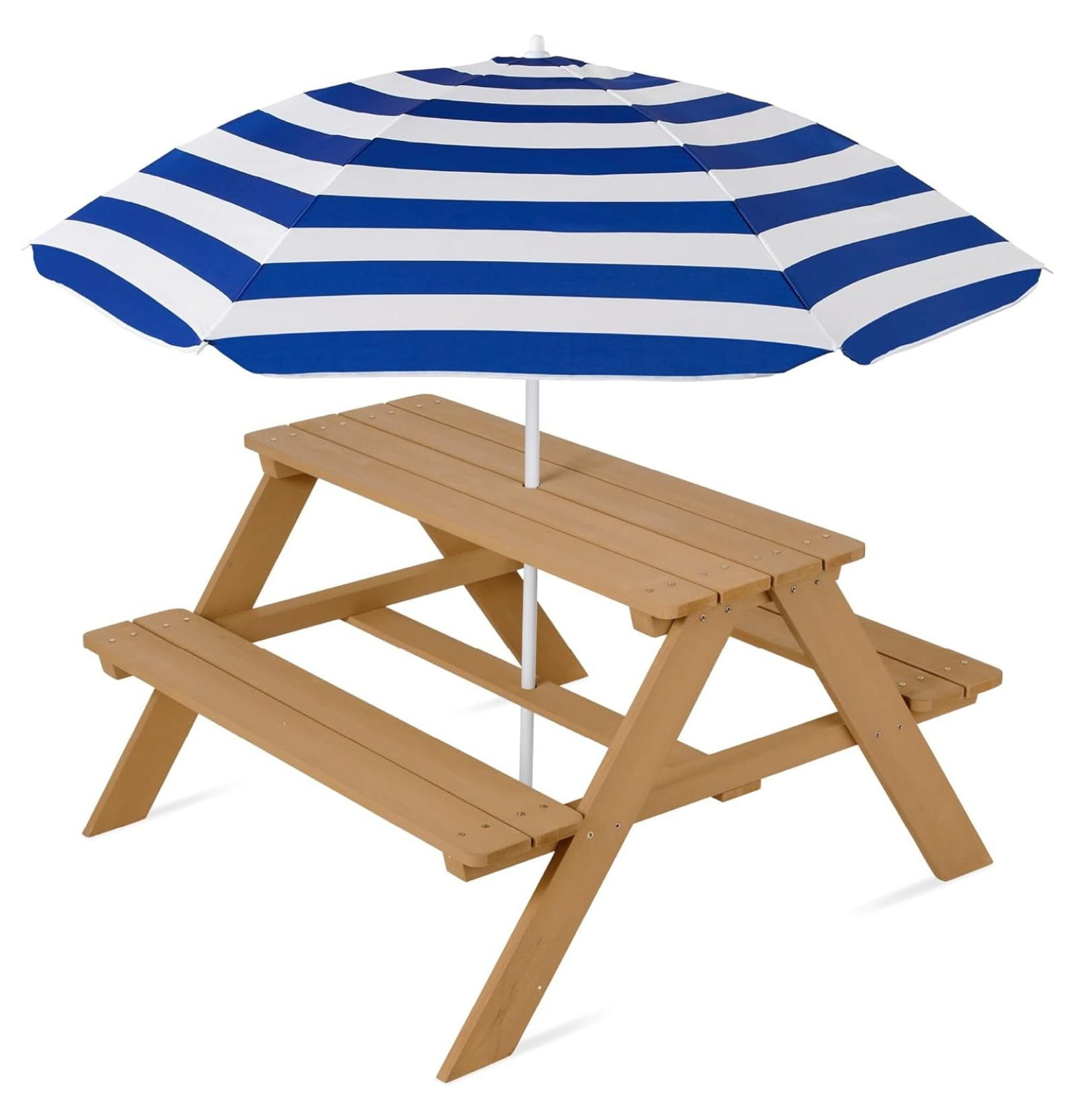 Kids Wooden Picnic Table, Outdoor Activity & Dining Table w/Adjustable ...