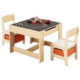 Kids Wooden Table and 2 Chairs Set with Storage Under Table and Chairs ...
