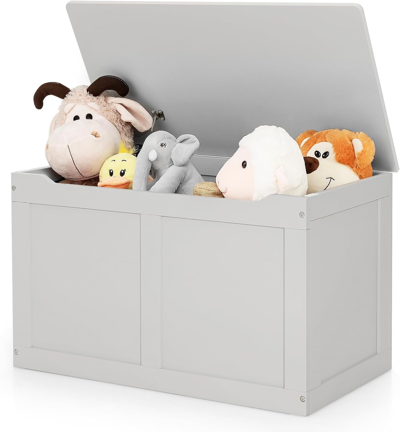 Kids Wooden Toy Box, Children Storage Chest & Bench with Flip Top Lid ...