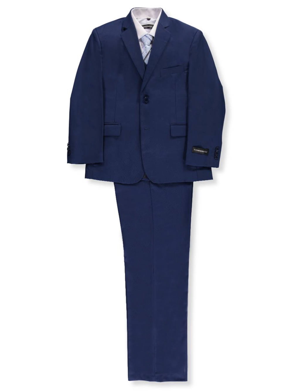 Kids World Big Boys Brady 5-Piece Suit, Medium Blue, Jacket Vest Pants ...