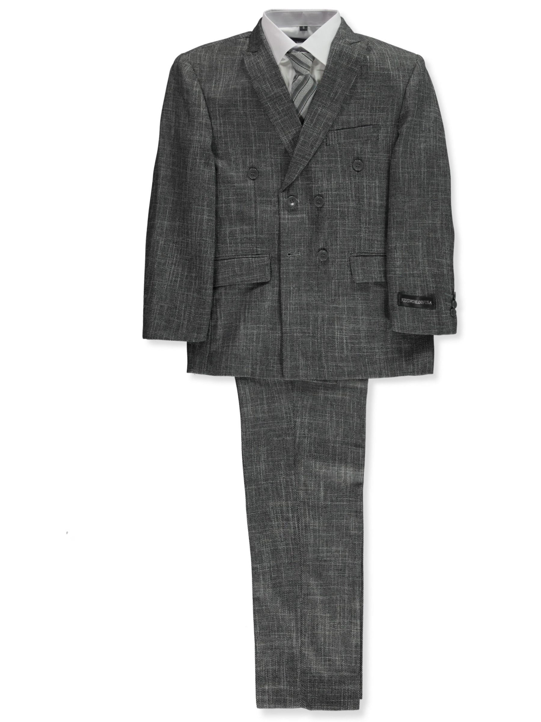 Kids World Boys' 5-Piece Double Breasted Suit - gray, 18 (Big Boys ...