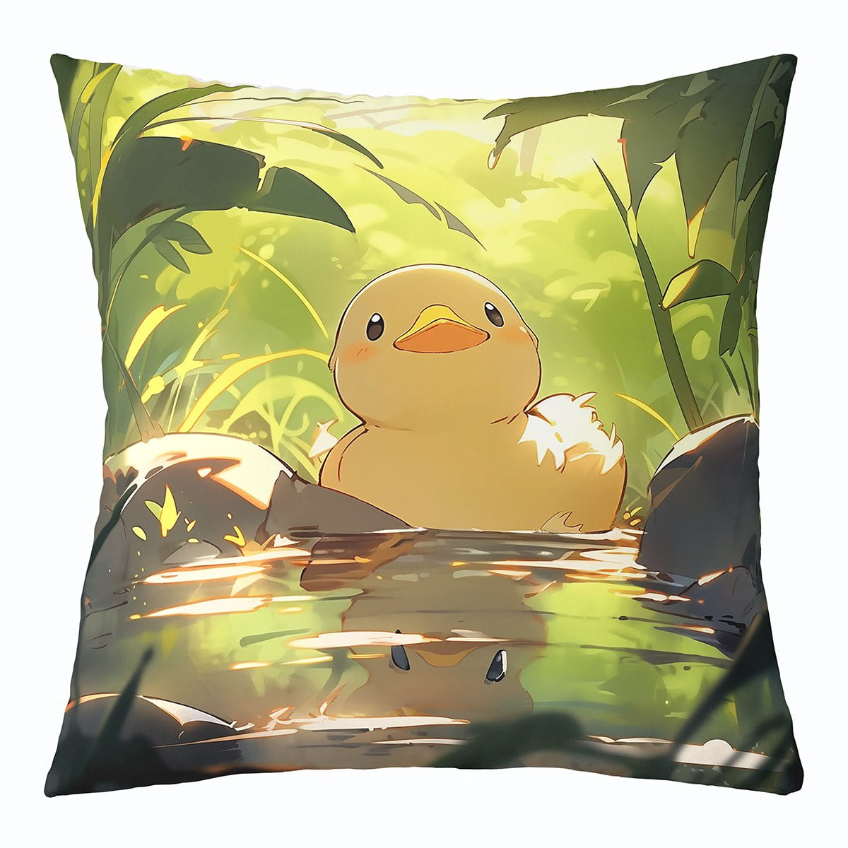Yellow Duck Pillow Cover 20x20 Inch,Kawaii Duck Throw Pillow Cover ...