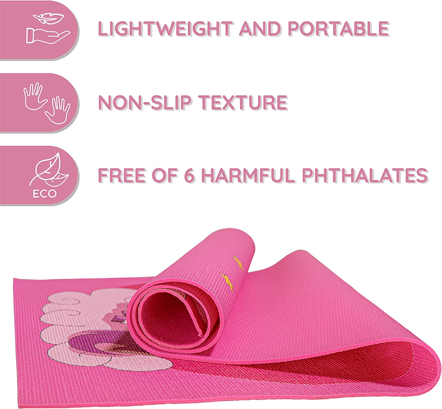 Kids Yoga Mat Set for Boys & Girls - Unicorn Design, Non-Slip, Chemical ...