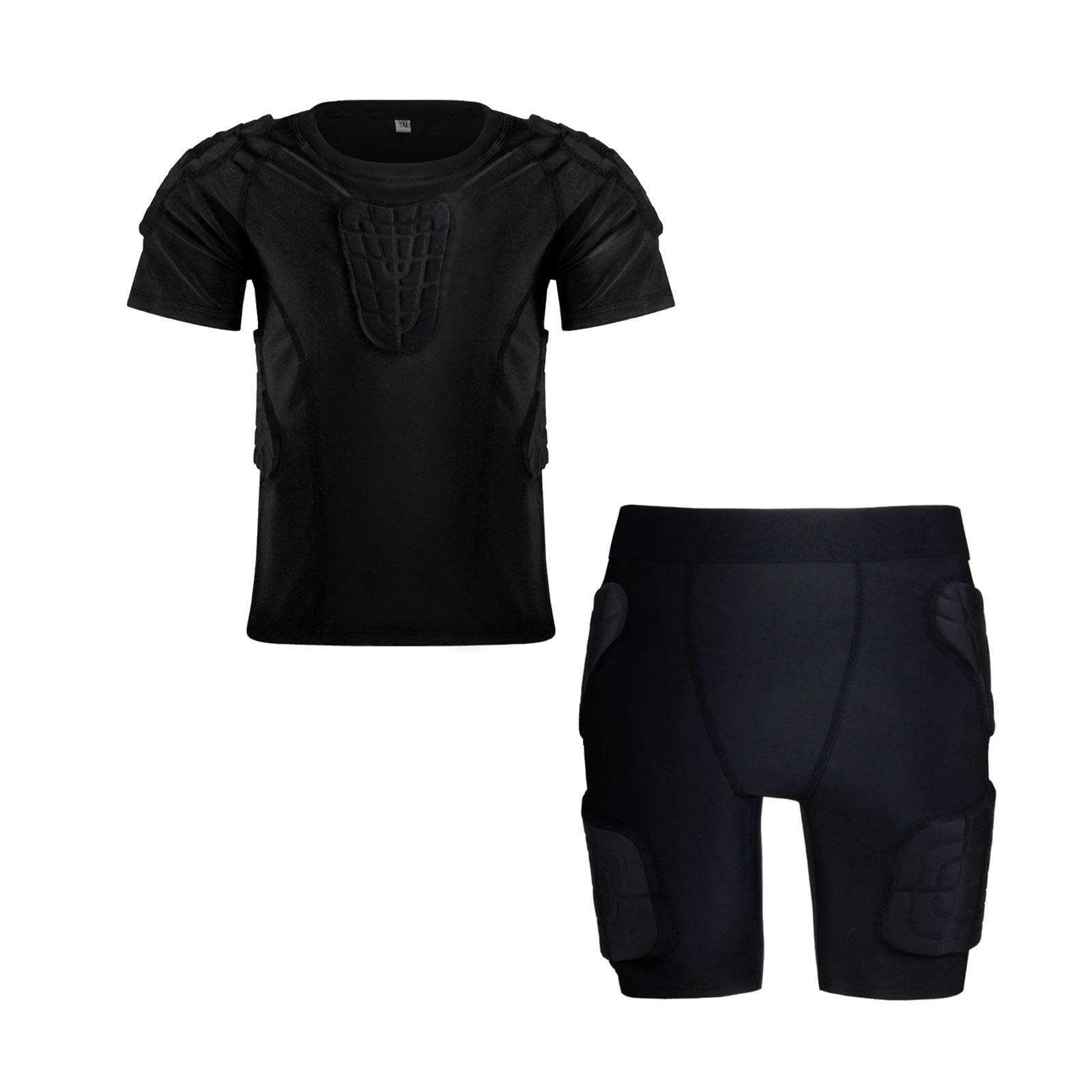 Kids Youth Padded Compression Shirt Protective Shirt Hip Pad Shorts Rib ...