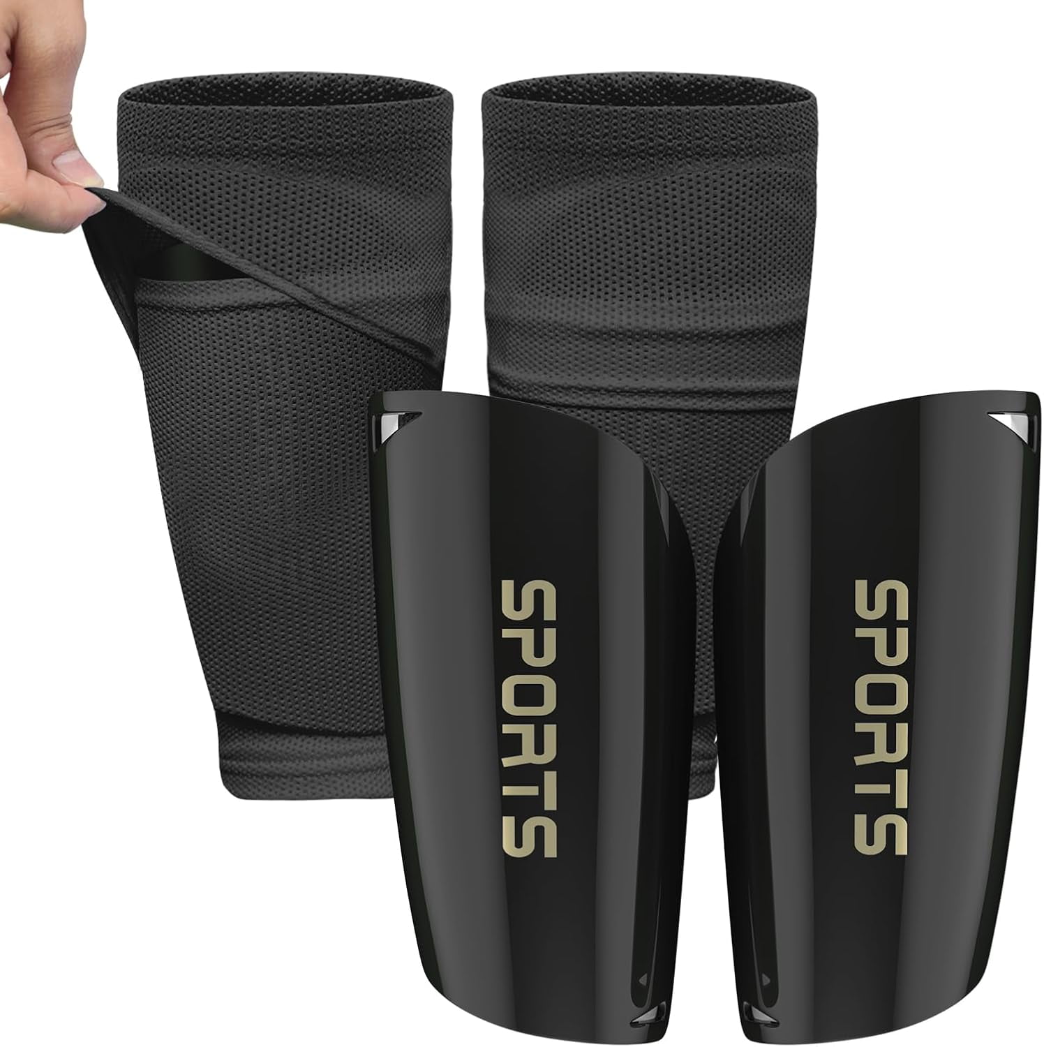 Kids Youth Soccer Shin Guards with Sleeves, Slip in Shinguards Soccer ...