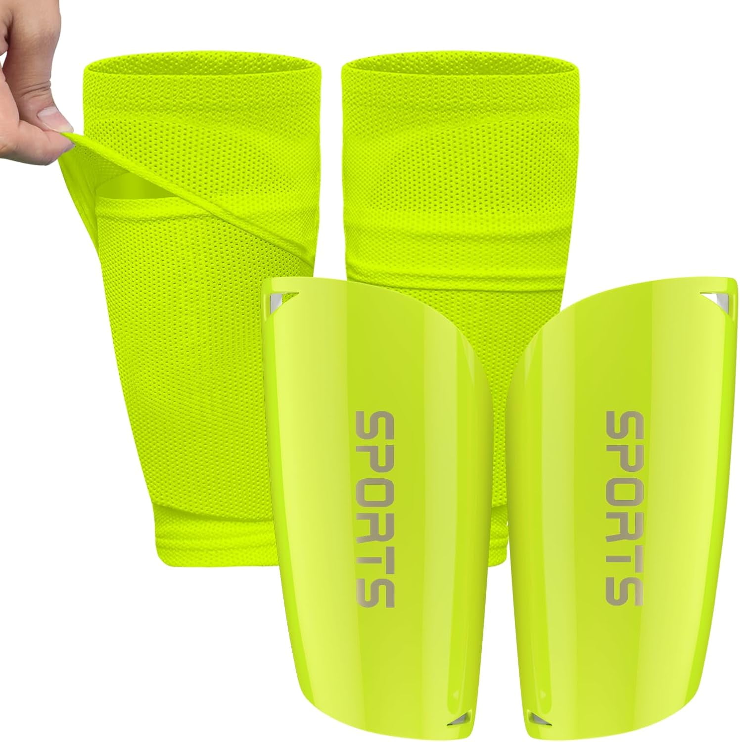 Kids Youth Soccer Shin Guards with Sleeves, Slip in Shinguards Soccer ...