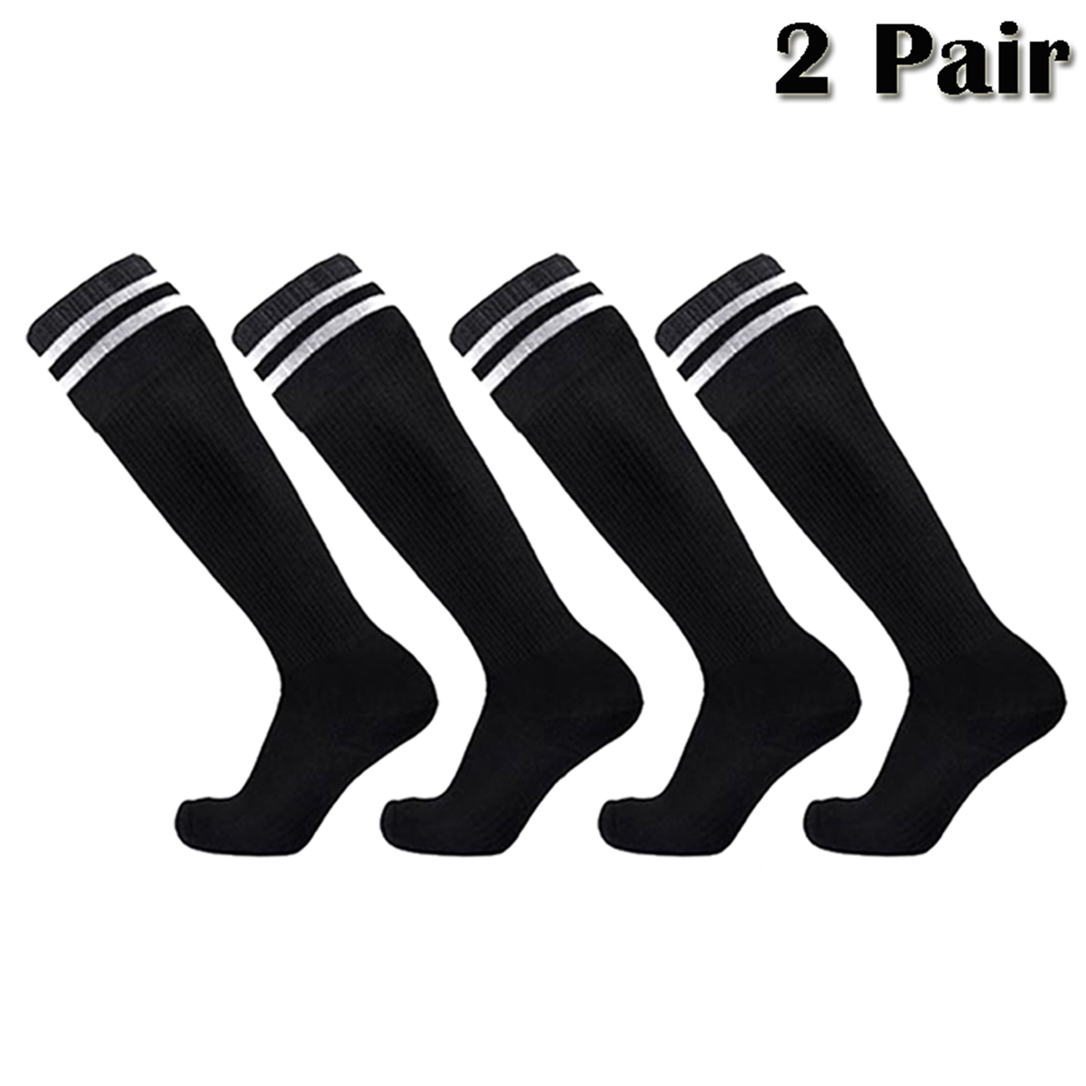 KUNGUGU Kids Youth Soccer Socks, Solid Striped Tube Socks, Knee High, 2 ...