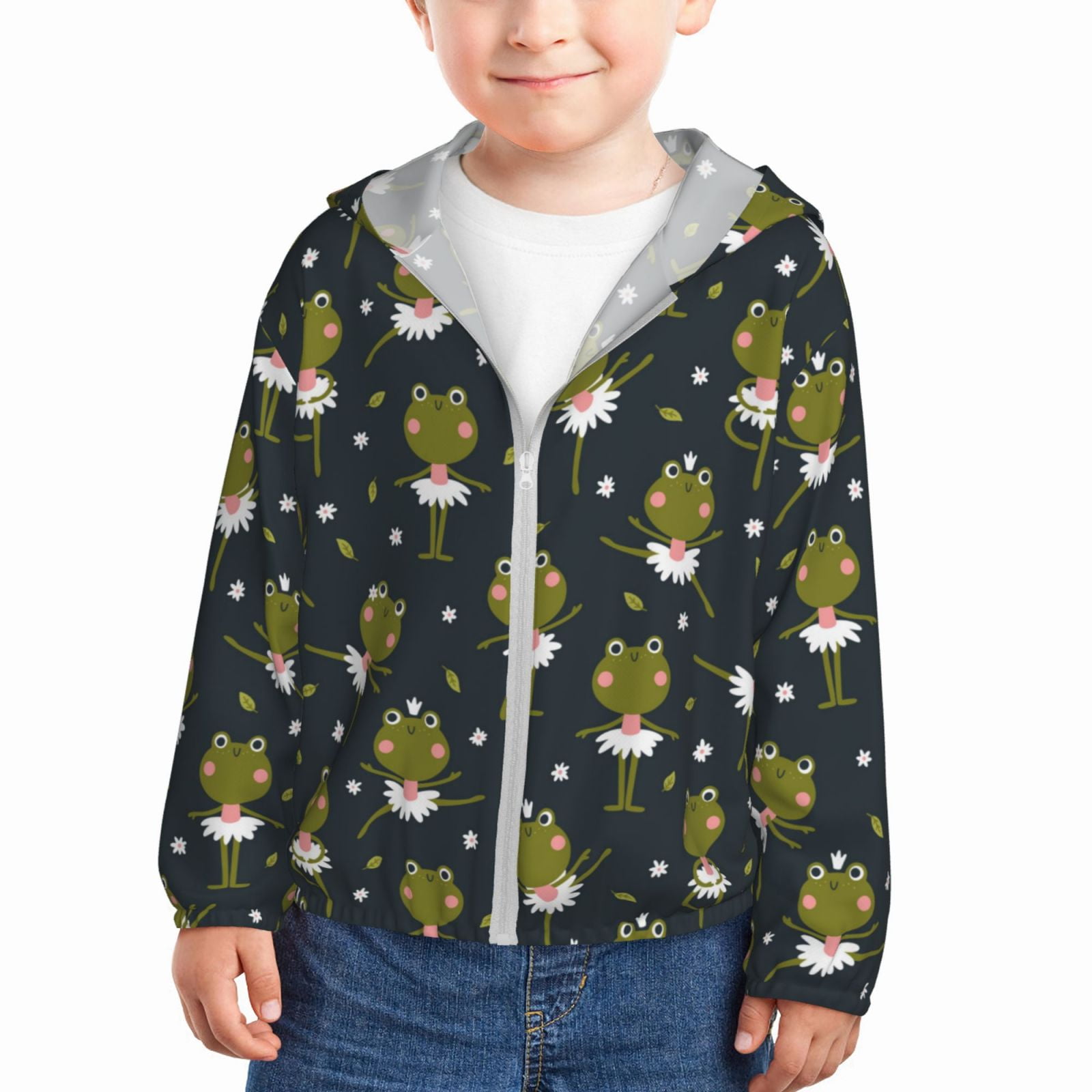 Kids Zip Up Hoodie for Boys Girls Toddler - Ballerina Frogs Lightweight ...