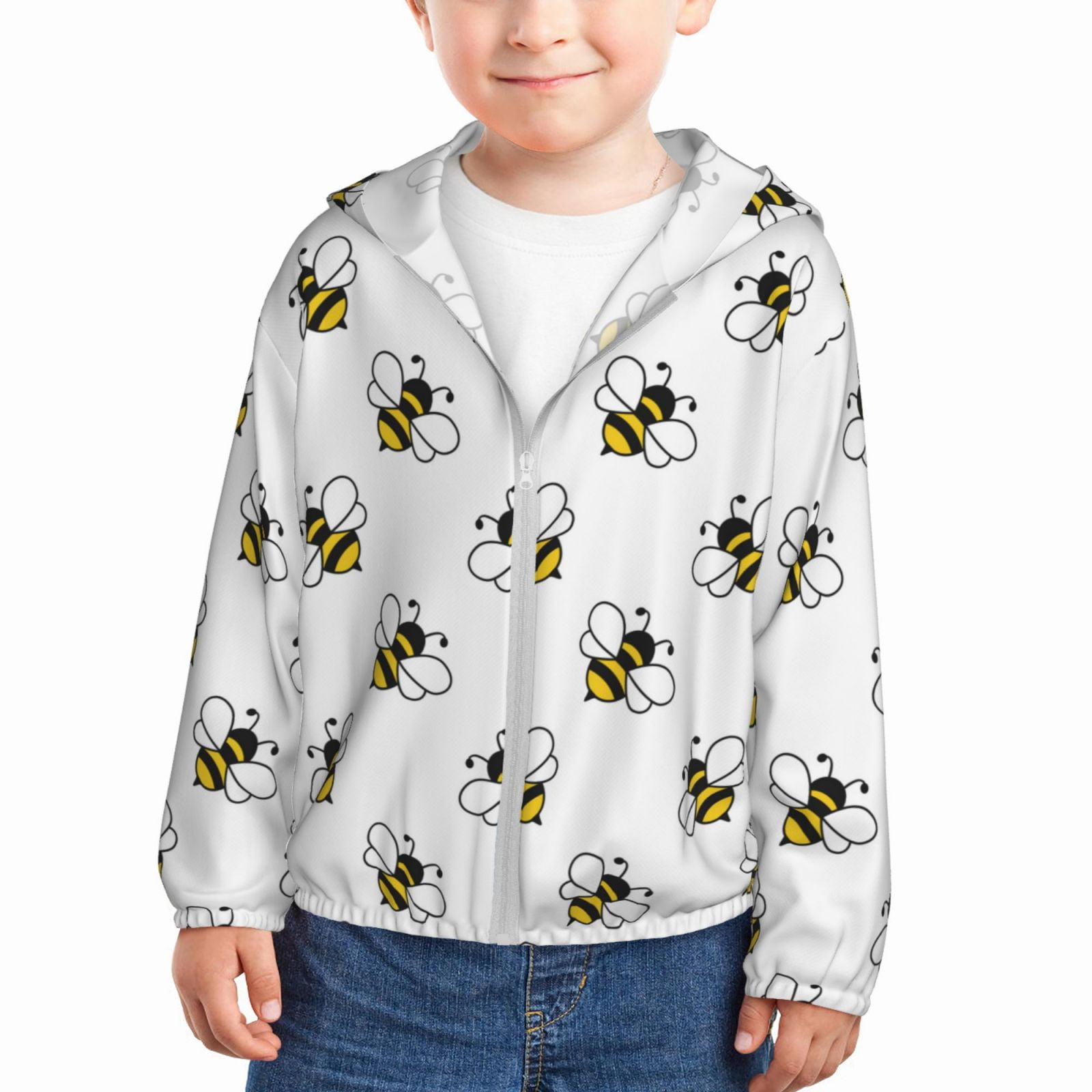 Kids Zip Up Hoodie for Boys Girls Toddler - Bee print B Lightweight Long Sleeve 4T Boys Girl ...