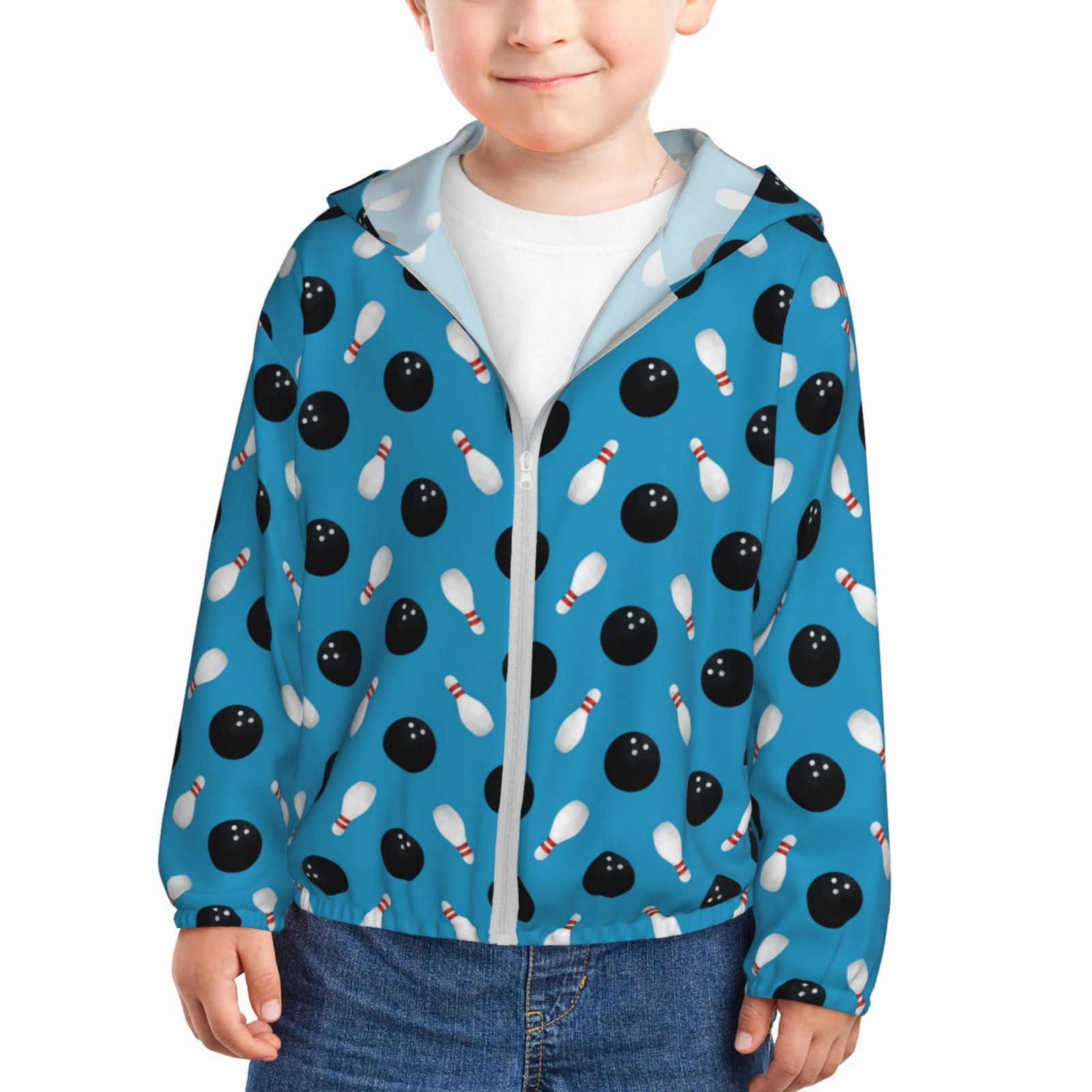 Kids Zip Up Hoodie for Boys Girls Toddler - Bowling Balls Lightweight Long Sleeve 4T Boys Girl ...