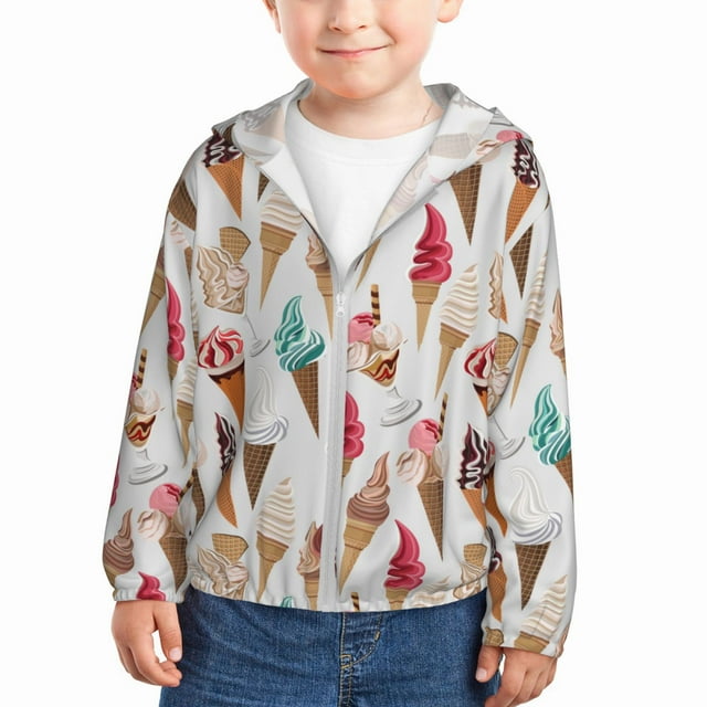 Kids Zip Up Hoodie for Boys Girls Toddler - Cartoon Ice Cream Print Lightweight Long Sleeve 4T ...