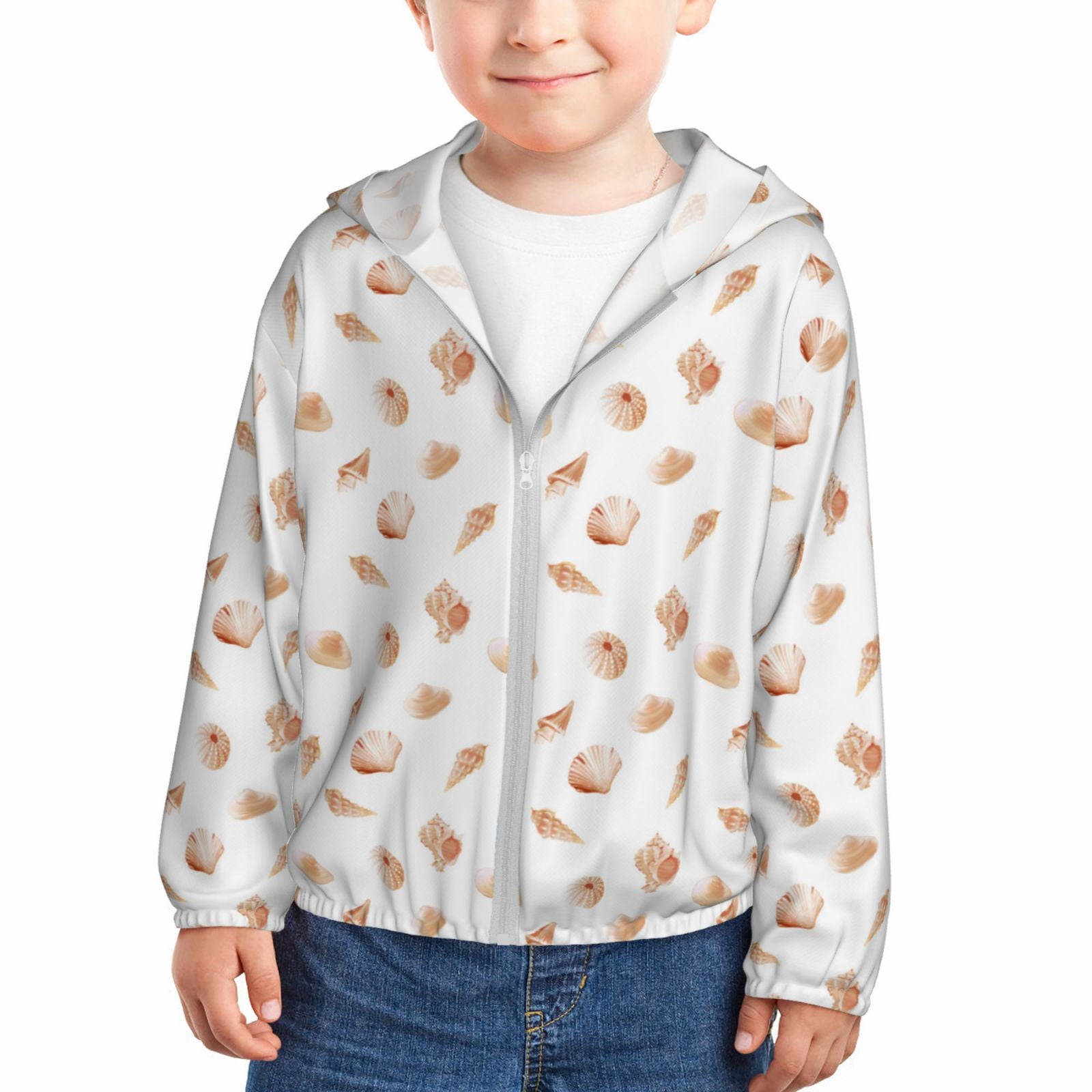 Kids Zip Up Hoodie for Boys Girls Toddler - Conch Shells Print No.9027 Lightweight Long Sleeve ...