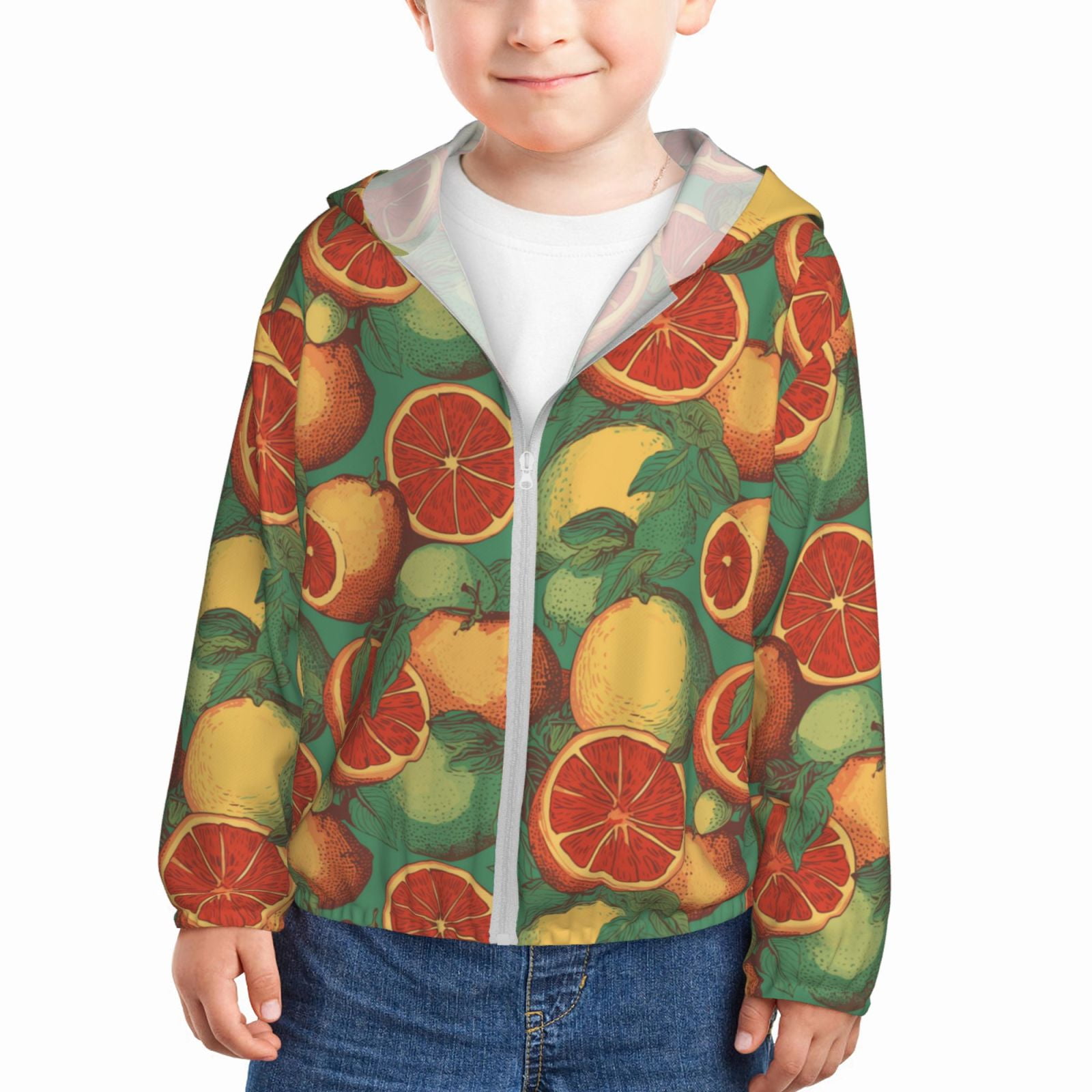 Kids Zip Up Hoodie for Boys Girls Toddler - Cute Cerulean Orange Lightweight Long Sleeve 18M ...