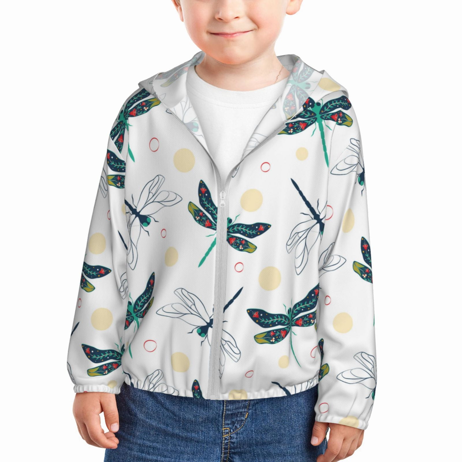 Kids Zip Up Hoodie for Boys Girls Toddler - Dots Dragonfly Lightweight Long Sleeve 18M Boys Girl ...