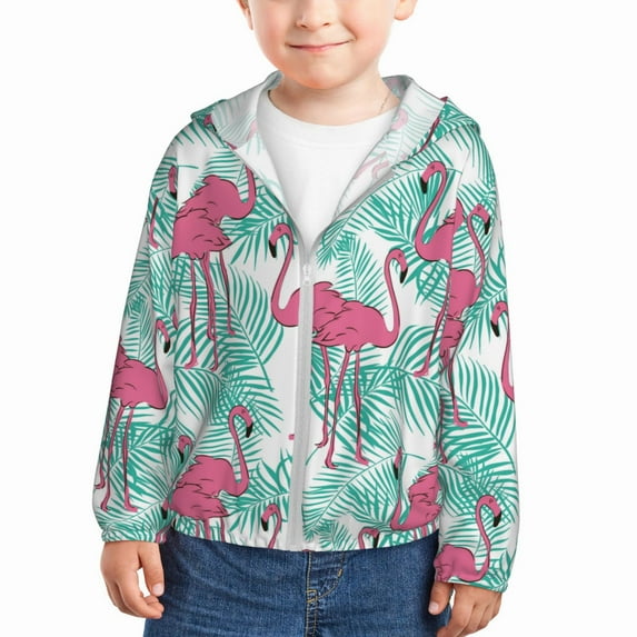 Kids Zip Up Hoodie for Boys Girls Toddler - Flamingo print Lightweight ...