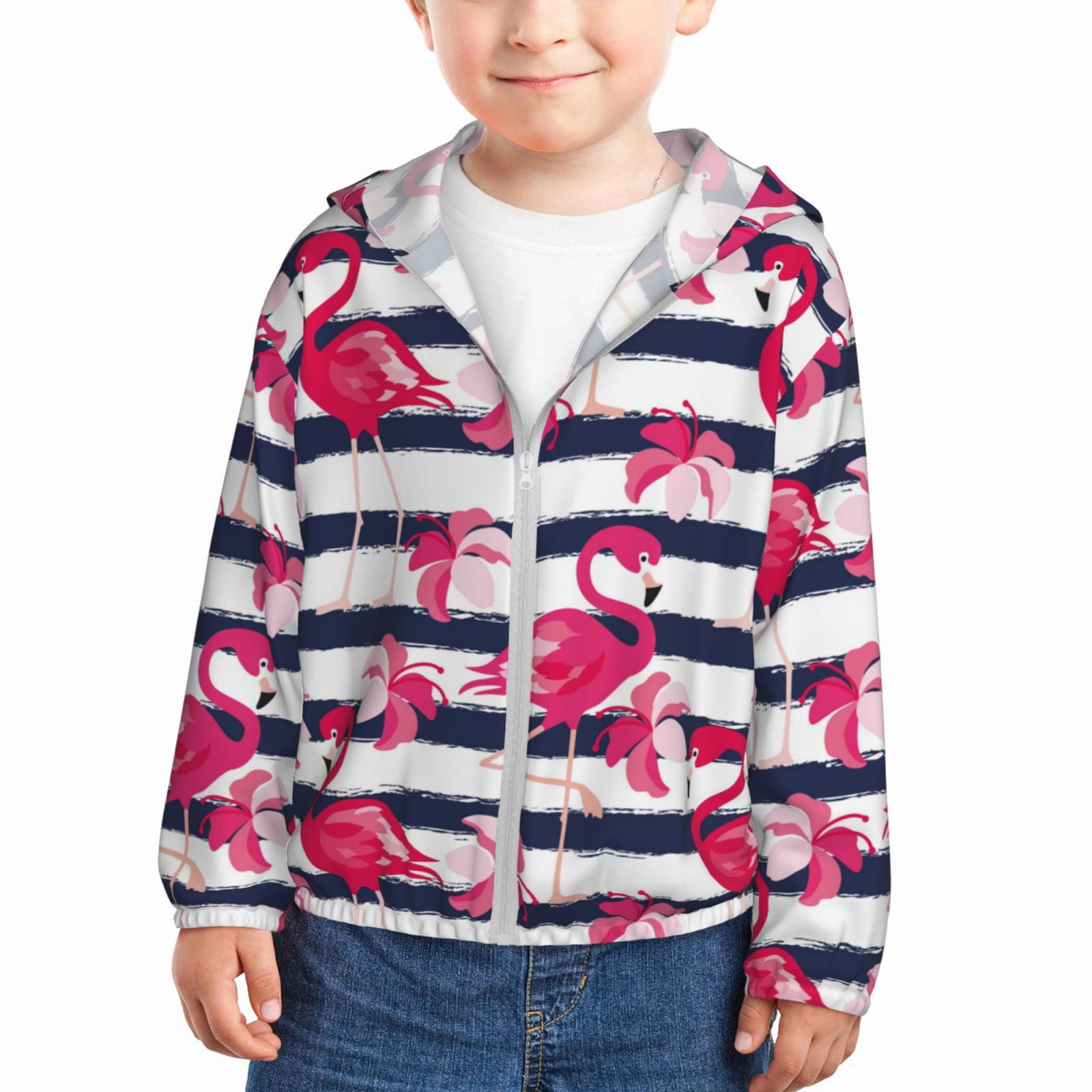 Kids Zip Up Hoodie for Boys Girls Toddler - Flamingos Lightweight Long ...