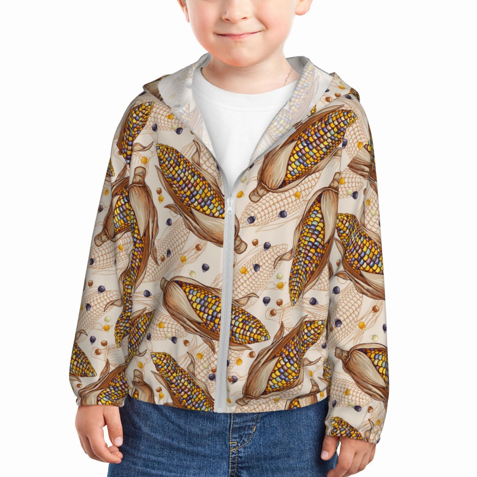 Kids Zip Up Hoodie for Boys Girls Toddler - Indian corn print cute Lightweight Long Sleeve 2T ...