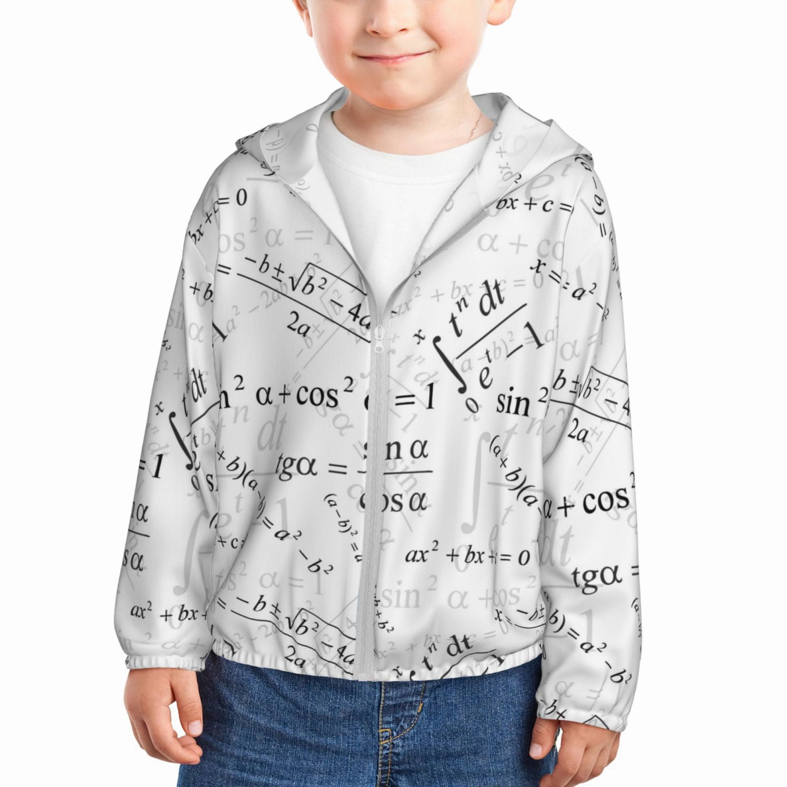 Kids Zip Up Hoodie for Boys Girls Toddler - Math Print formula Lightweight Long Sleeve 4T Boys ...