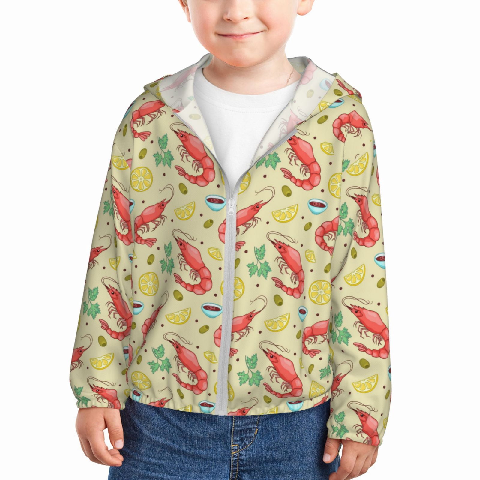 Kids Zip Up Hoodie for Boys Girls Toddler - Shrimp Lemons Yellow ...