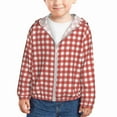 Kids Zip Up Hoodie for Boys Girls Toddler - Textured red white plaid Checkered Lightweight Long ...