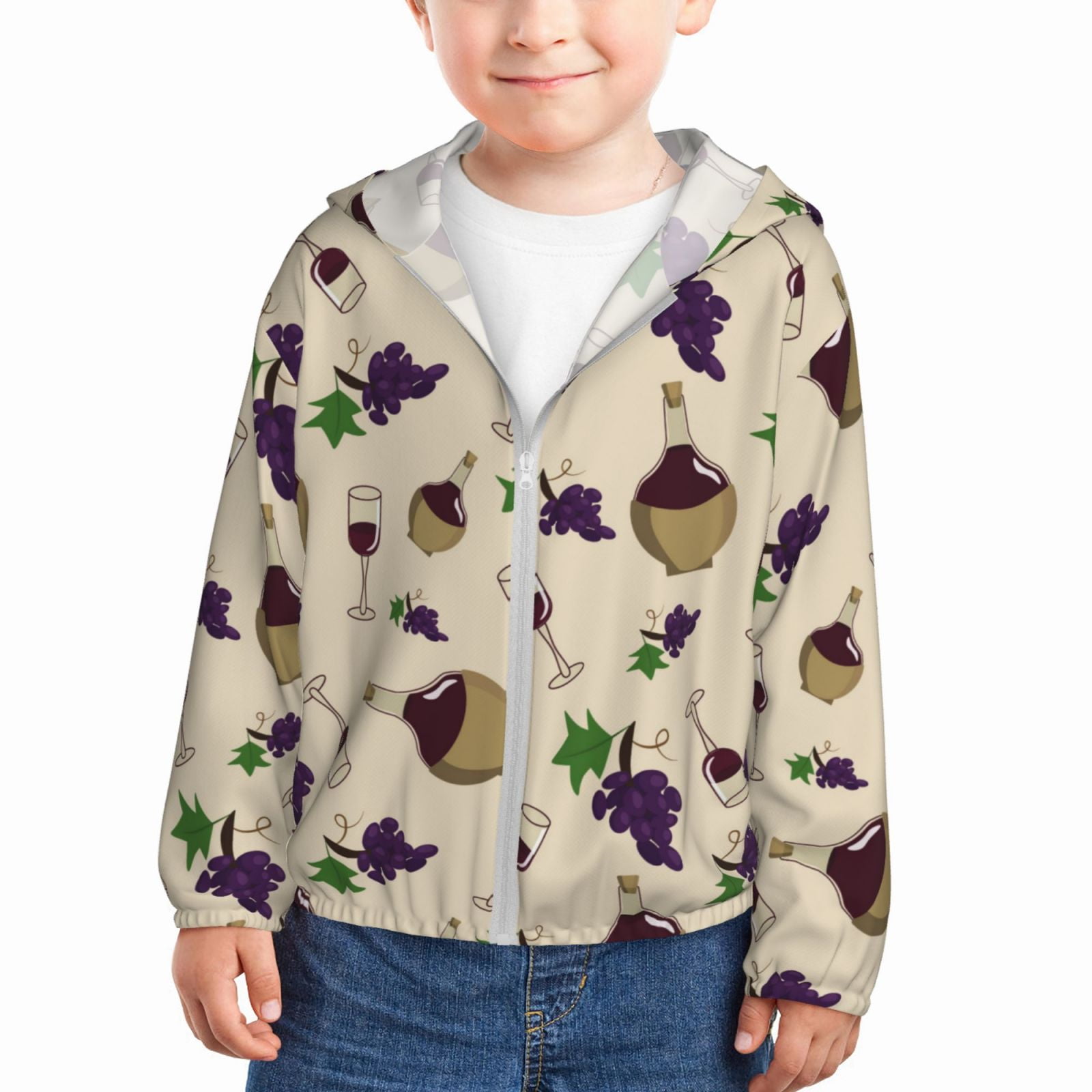 Kids Zip Up Hoodie for Boys Girls Toddler - Wine Bottle Print No.9049 Lightweight Long Sleeve 3T ...