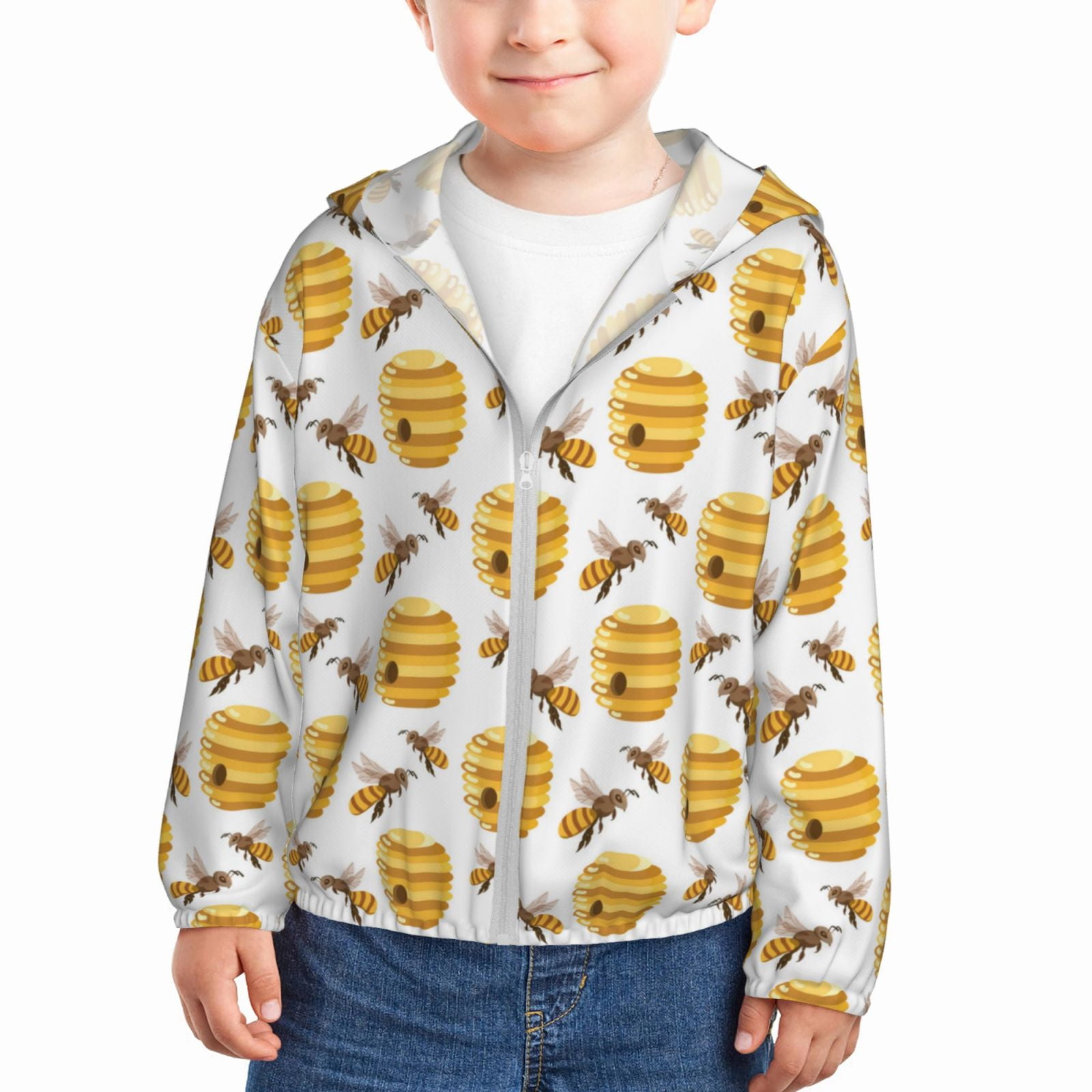 Kids Zip Up Hoodie for Boys Girls Toddler - beehives honey bees cute Lightweight Long Sleeve 18M ...