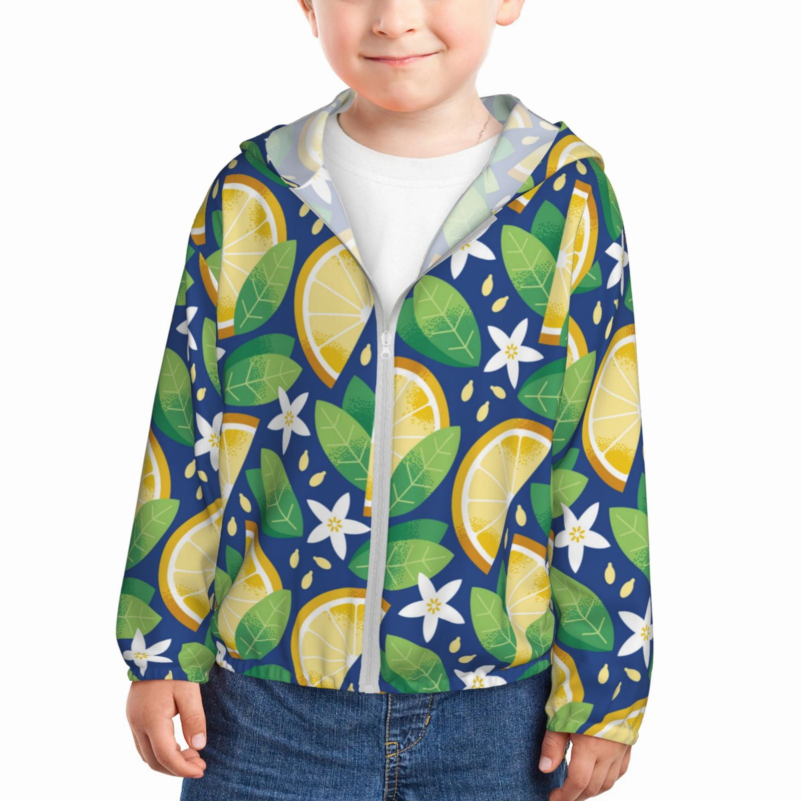 Kids Zip Up Hoodie for Boys Girls Toddler - cartoon Lemon flower Lightweight Long Sleeve 18M ...