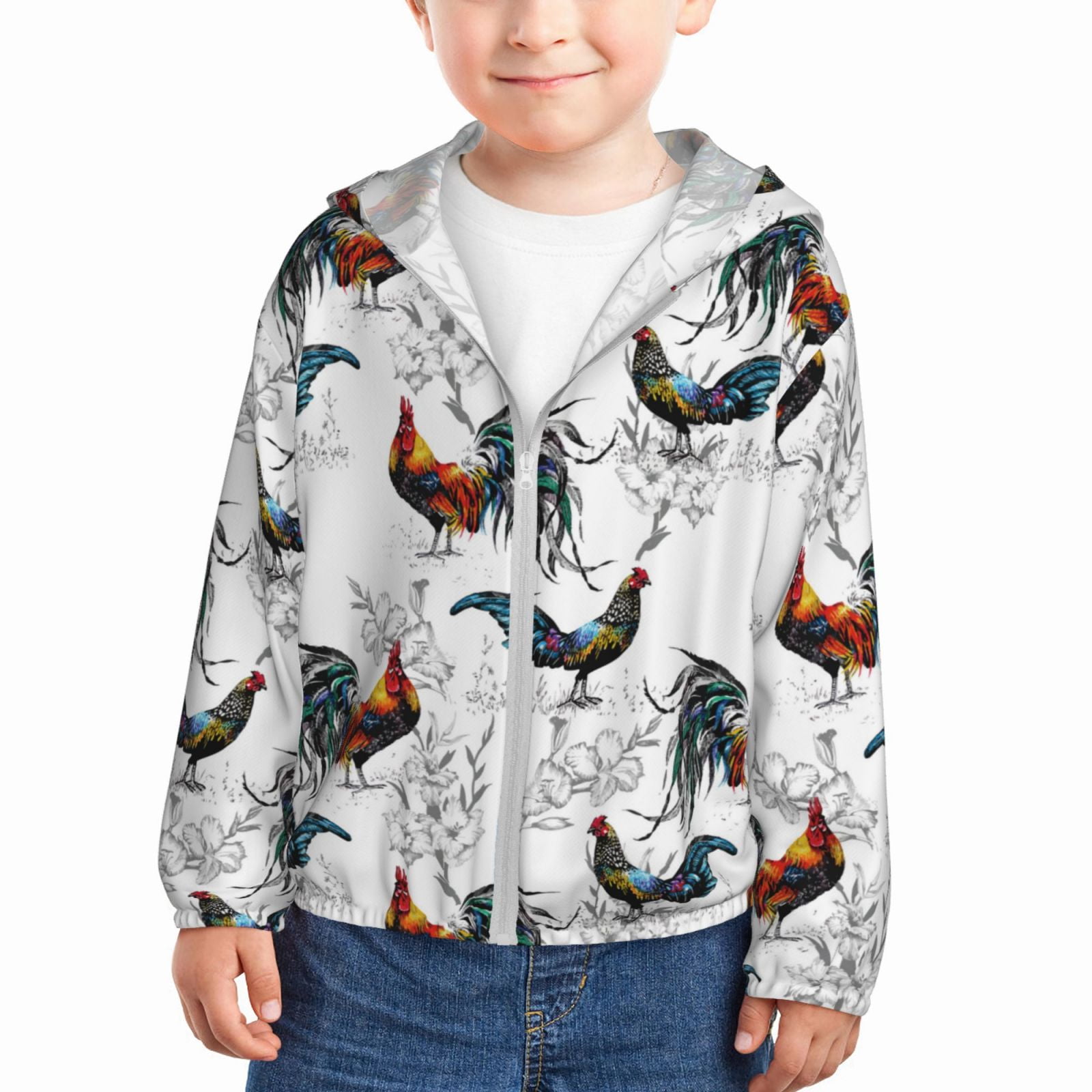 Kids Zip Up Hoodie for Boys Girls Toddler - cool chicken Lightweight Long Sleeve 2T Boys Girl ...
