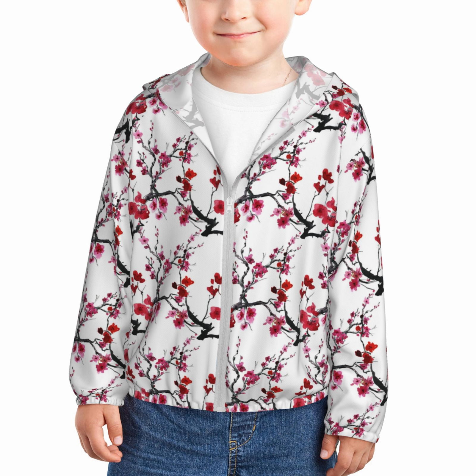 Kids Zip Up Hoodie for Boys Girls Toddler - elegant berry blossoms ...