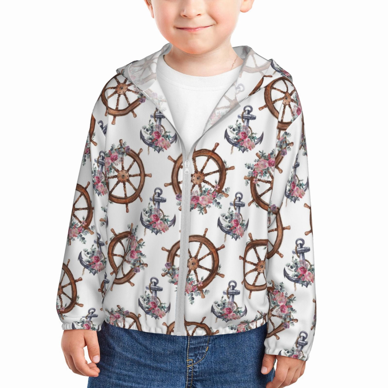 Kids Zip Up Hoodie for Boys Girls Toddler - vintage floral steering ...