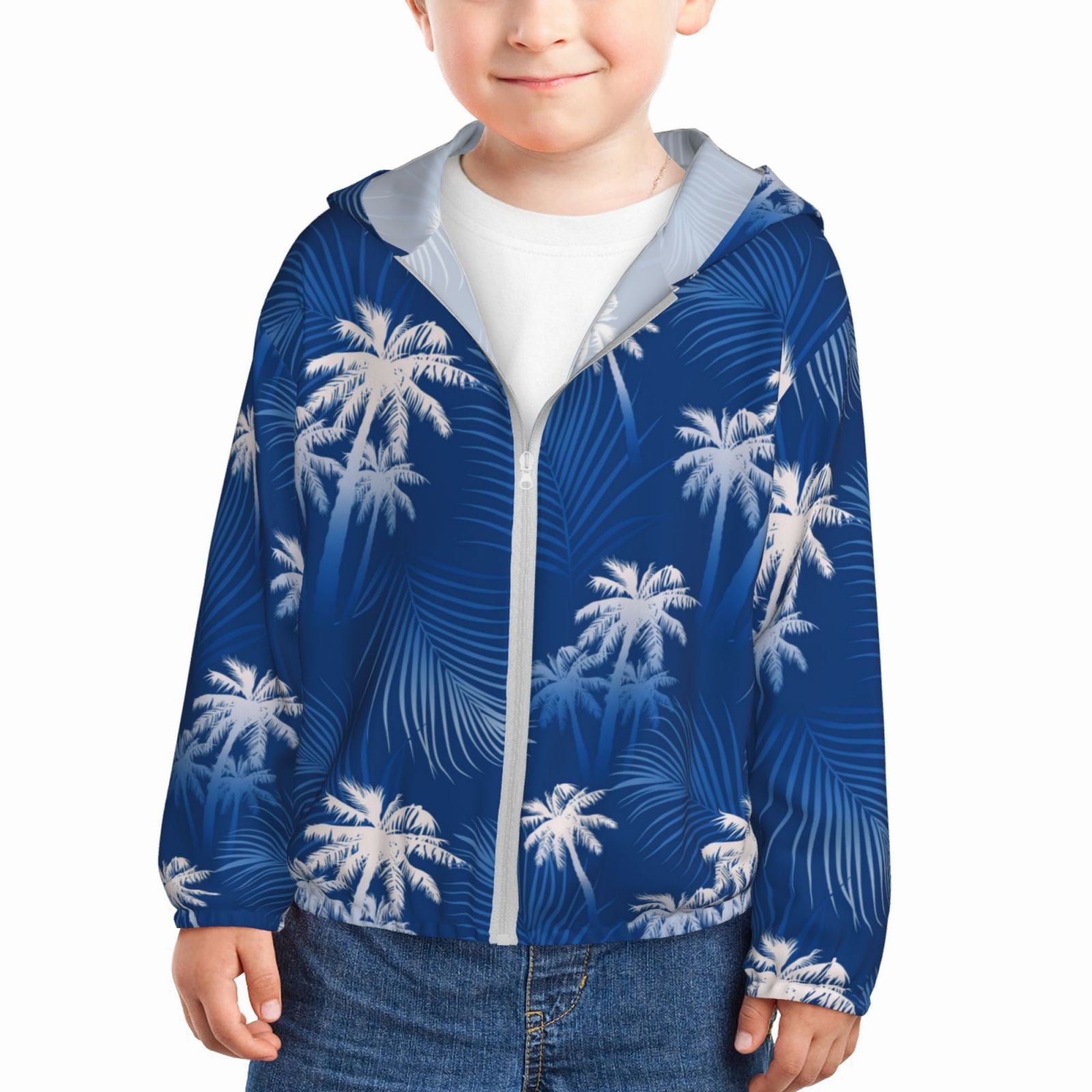 Kids Zip Up Hoodie for Boys Girls Toddler - white palm tree Lightweight Long Sleeve 18M Boys ...