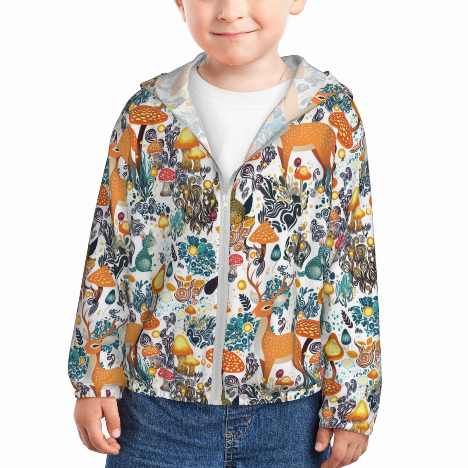 Kids Zip Up Hoodie for Girls Boys Toddler - Abstract Plants Mushroom ...