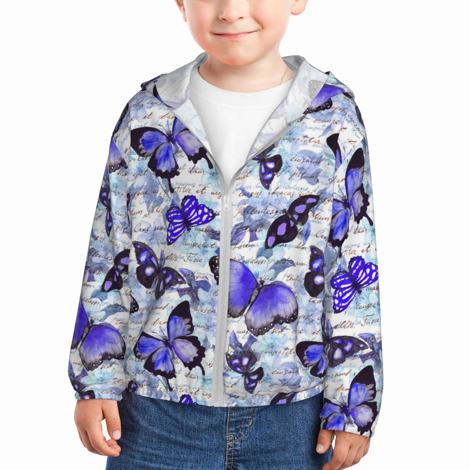 Kids Zip Up Hoodie for Girls Boys Toddler - Butterflies Lightweight Long Sleeve 4T Boys Girl ...