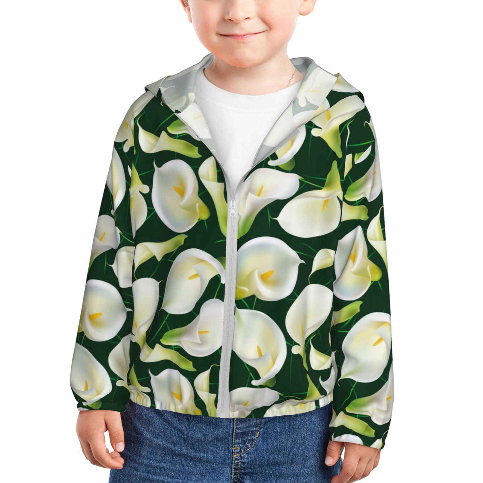 Kids Zip Up Hoodie for Girls Boys Toddler - Calla Lily Flowers Petal ...