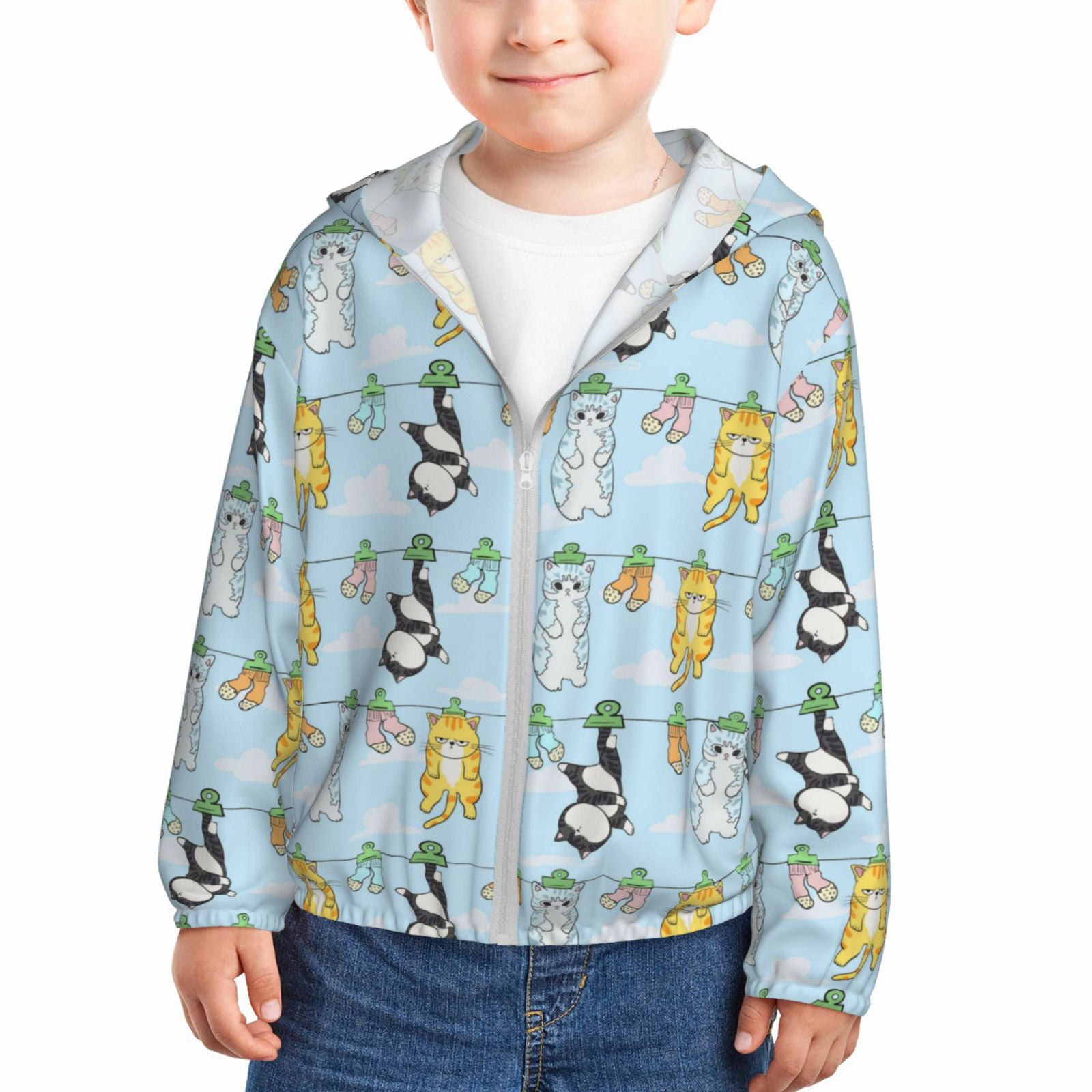 Kids Zip Up Hoodie for Girls Boys Toddler - Cartoon Cat Lightweight Long Sleeve 2T Boys Girl ...